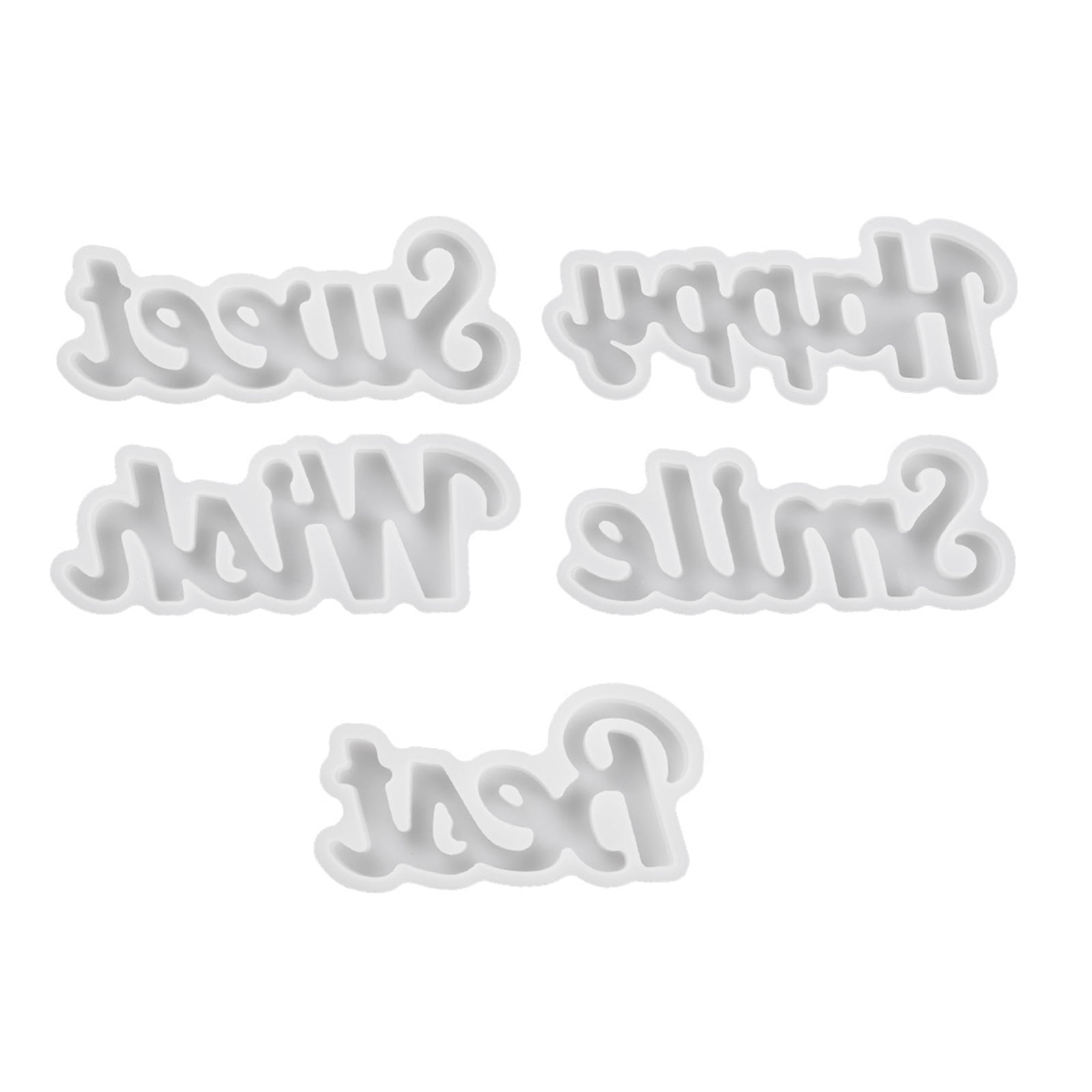 COOLHOOD 5Pcs Greeting Words Resin Silicone Molds Letter Shaped Plaster ...