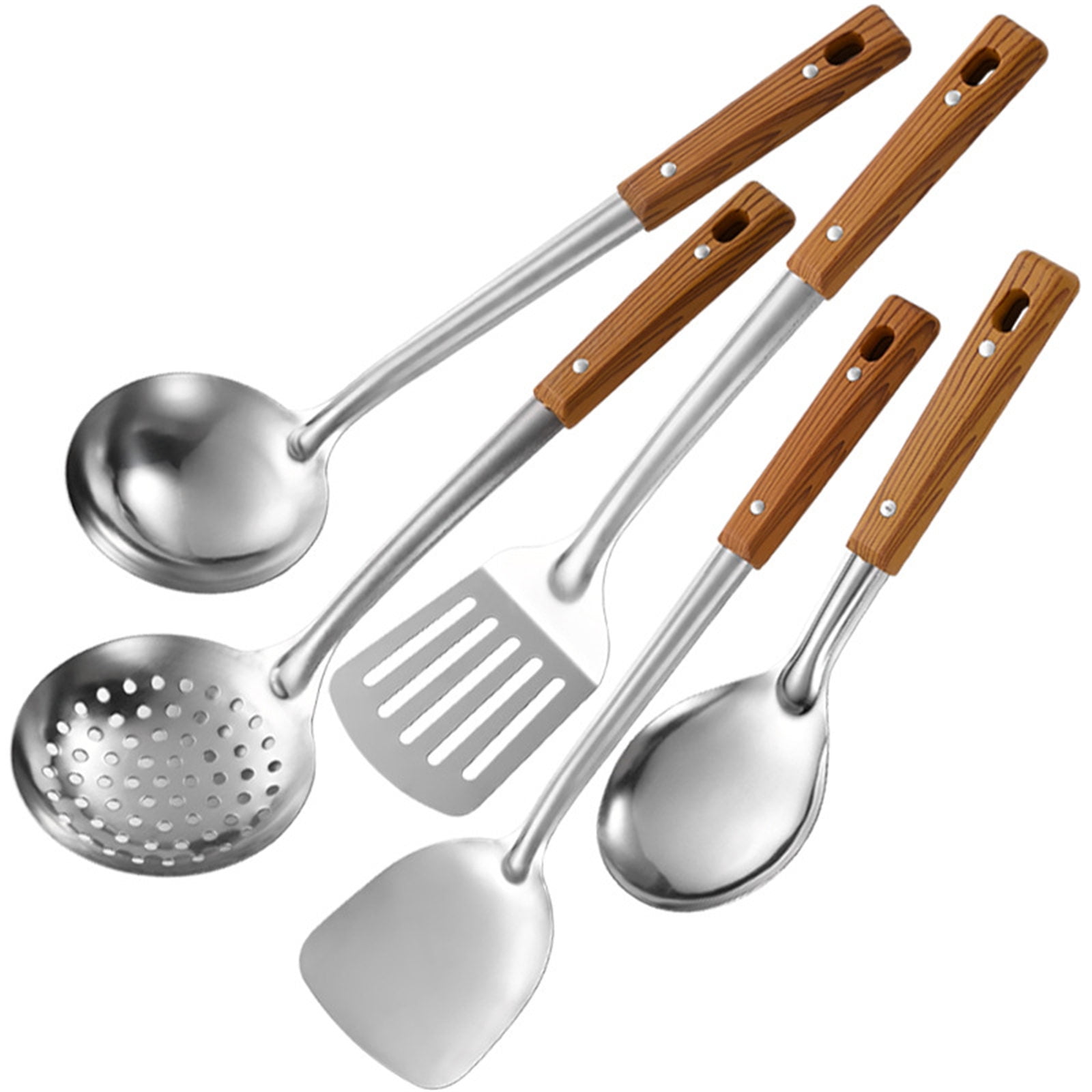 COOLHOOD 5Pcs Kitchen Cooking Utensils Set Wok Spatulas Soup Ladles ...