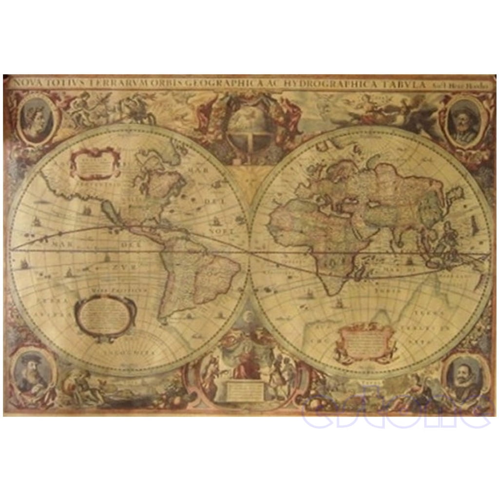 COOLHOOD 71x50cm Retro Vintage Old World Map Matte Brown Paper Poster ...
