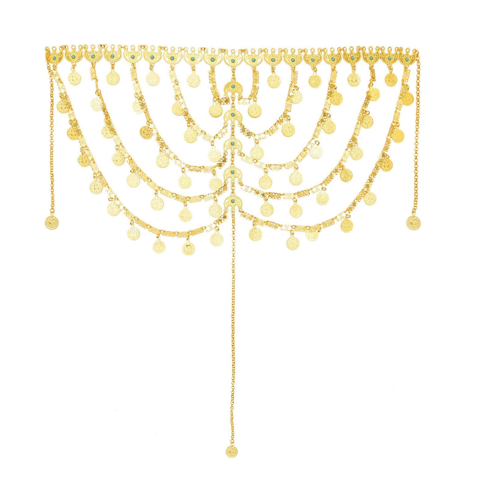 COOLHOOD Arabic Metal Coin Hair Chain Headdress for Themed Parties ...