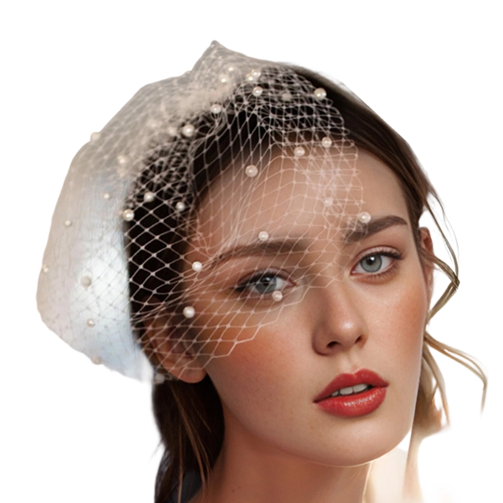 COOLHOOD Breathable Polyester Mesh Veil Imitation Pearls Detail Costume ...