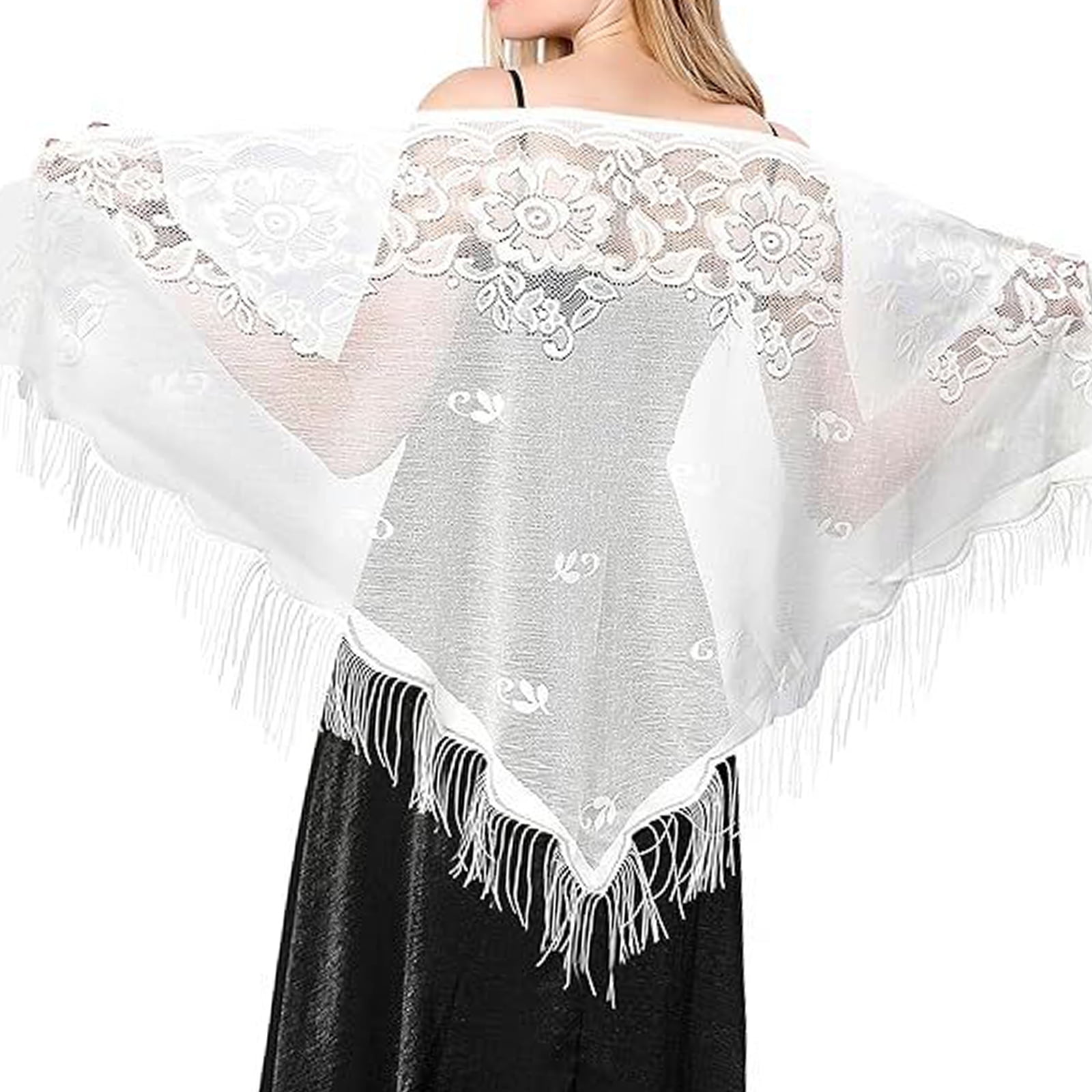 COOLHOOD Elegant Bridal Shawl for Wedding Dress Overlay Tulle for ...
