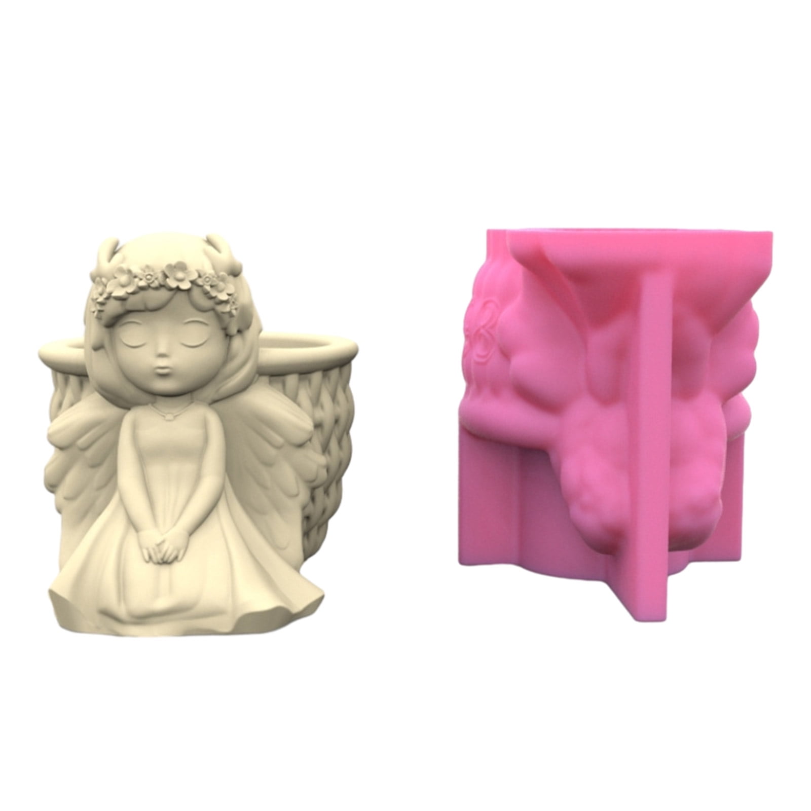 COOLHOOD Flower Silicone Mold 3D Girl Concrete Candlestick Resin Mould ...