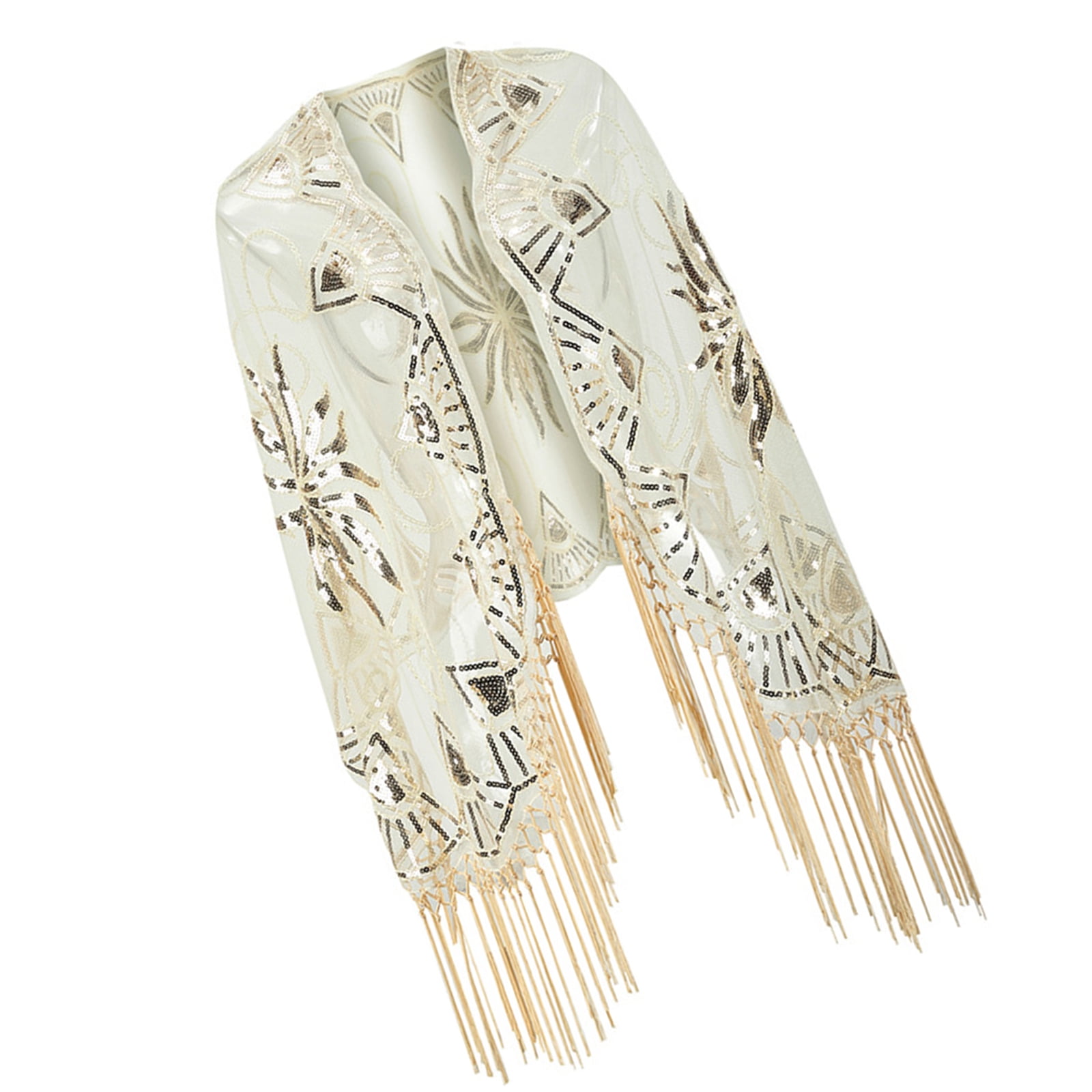 COOLHOOD Fringed Shoulder Wrap with Sequins Stylish Party Shawl ...