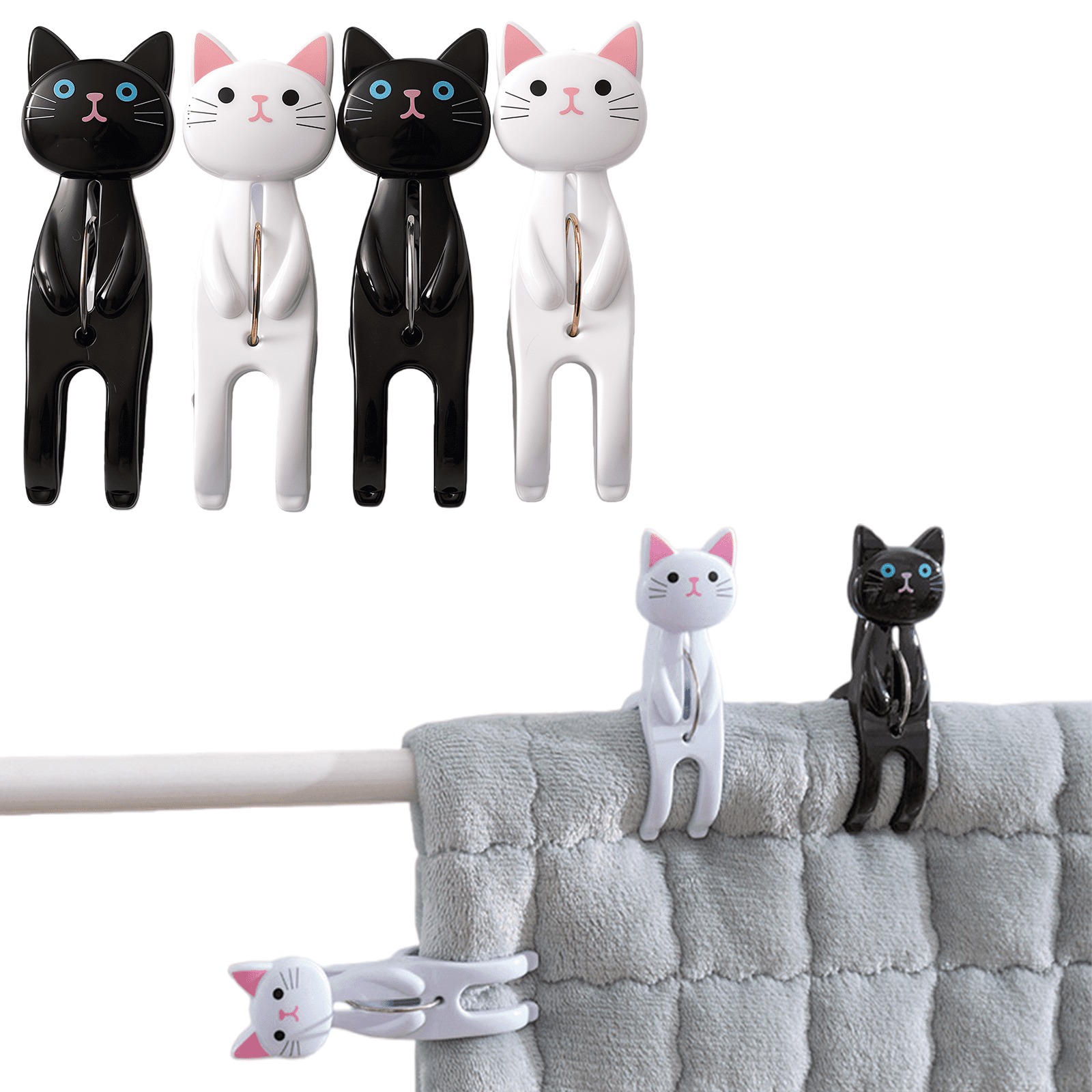 COOLHOOD Heavy Duty Quilt Clamps Cats Shape Clothespins For Bathroom ...