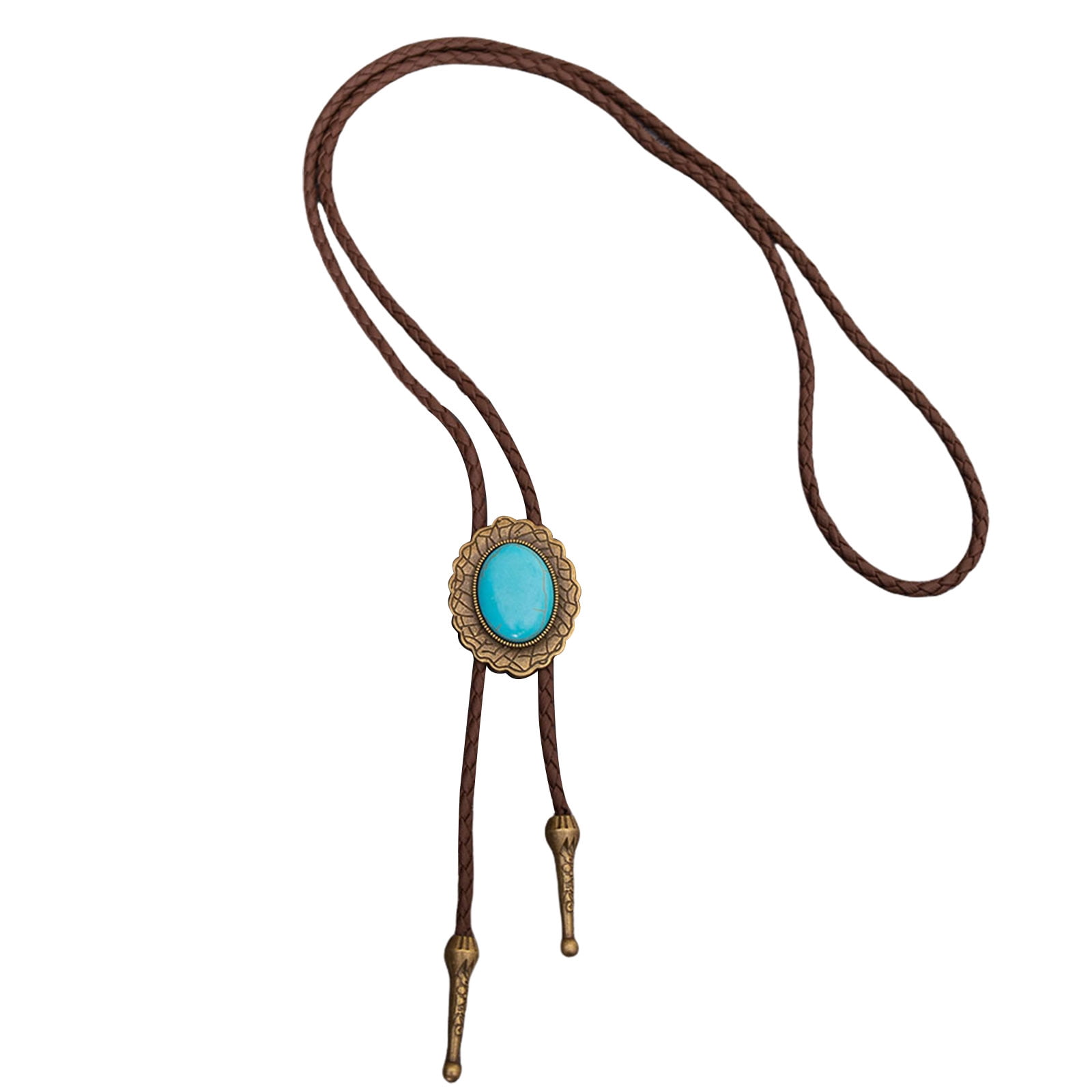 COOLHOOD Men's Rodeos Bolotie with Turquoises Pendant Braided Leather ...