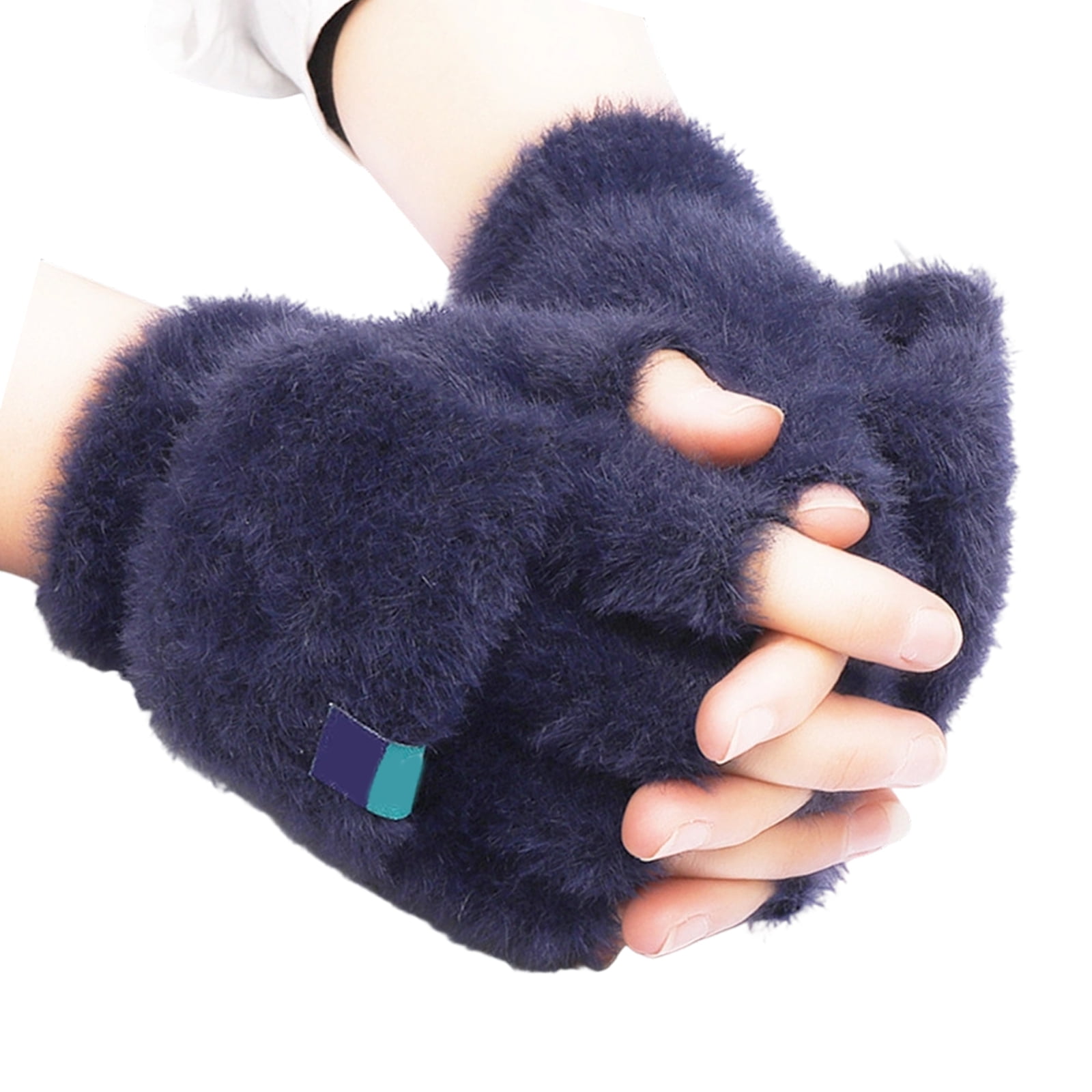 COOLHOOD Nylon Plush Open Top Cover Gloves with Half Finger Design For ...