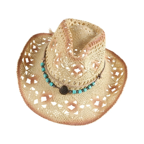 COOLHOOD Openwork Braided Paper Straw Panama Hat Wide Brimmed Sun ...