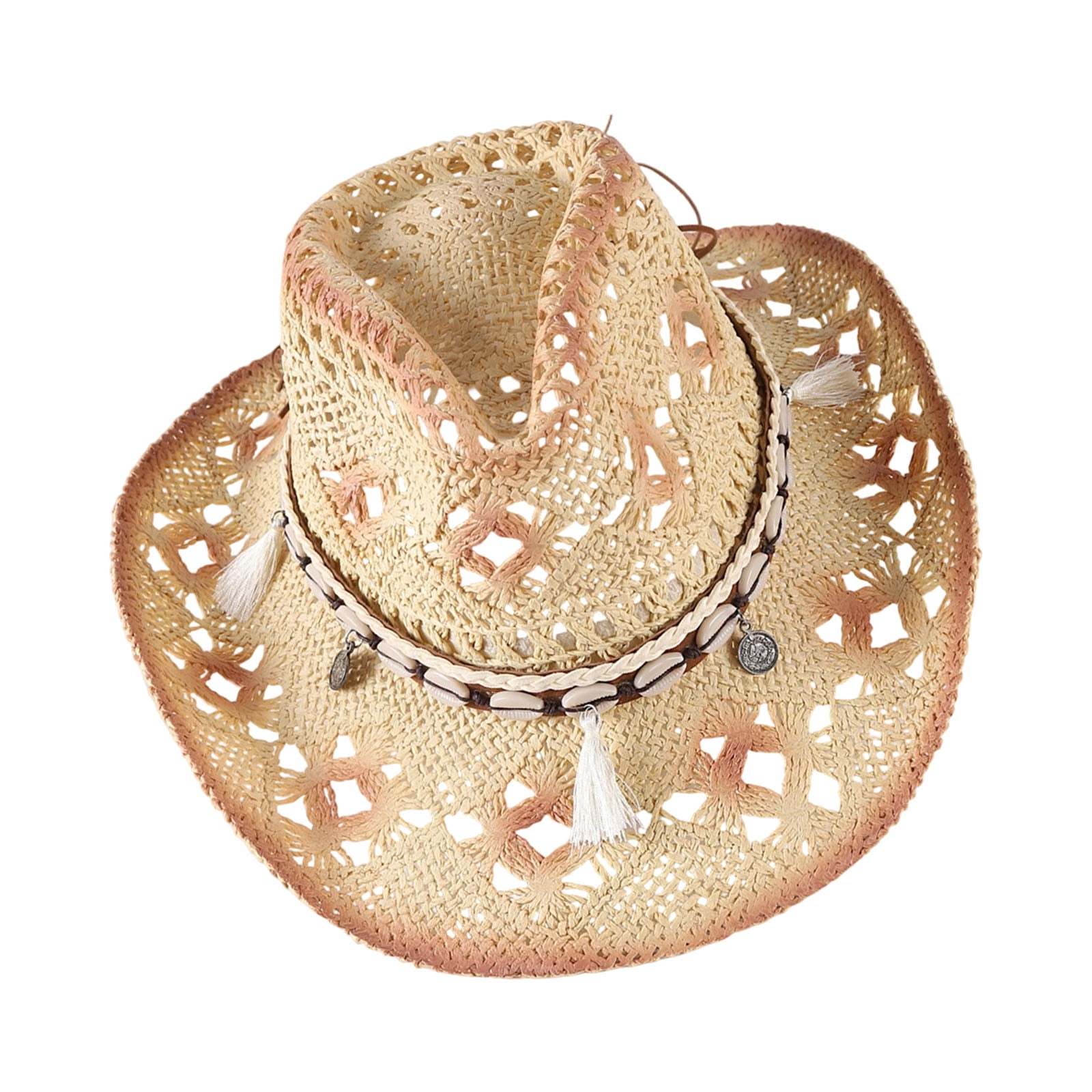 COOLHOOD Openwork Braided Paper Straw Panama Hat Wide Brimmed Sun ...