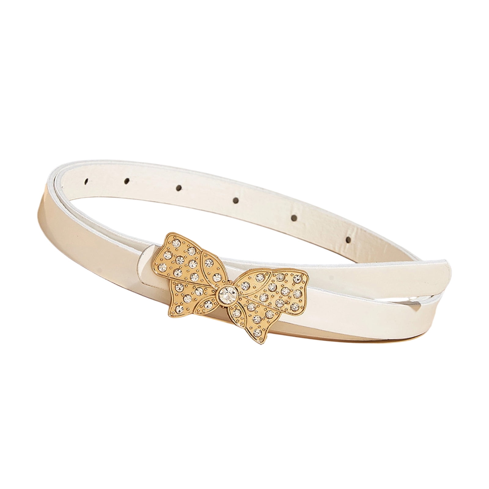 COOLHOOD PU Leather Thin Belt with Rhinestones Butterfly Clasp Press ...