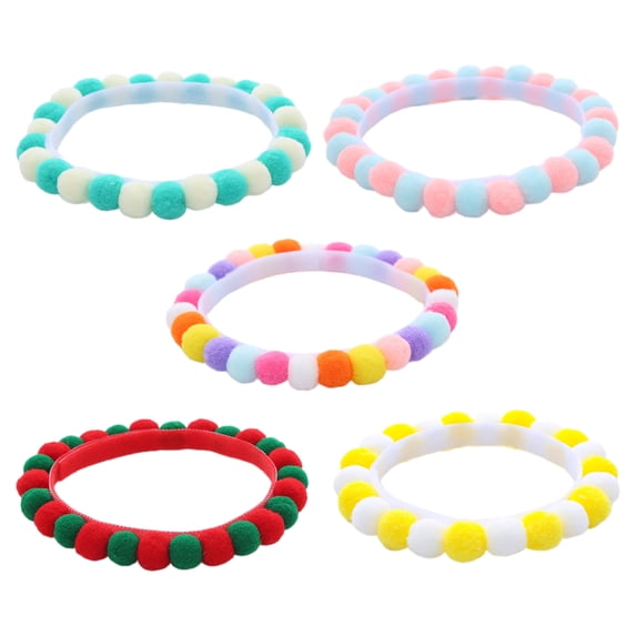 COOLHOOD Pack of 5 Pet with Colorful Pompoms Adjustable Cats Collar Dog ...