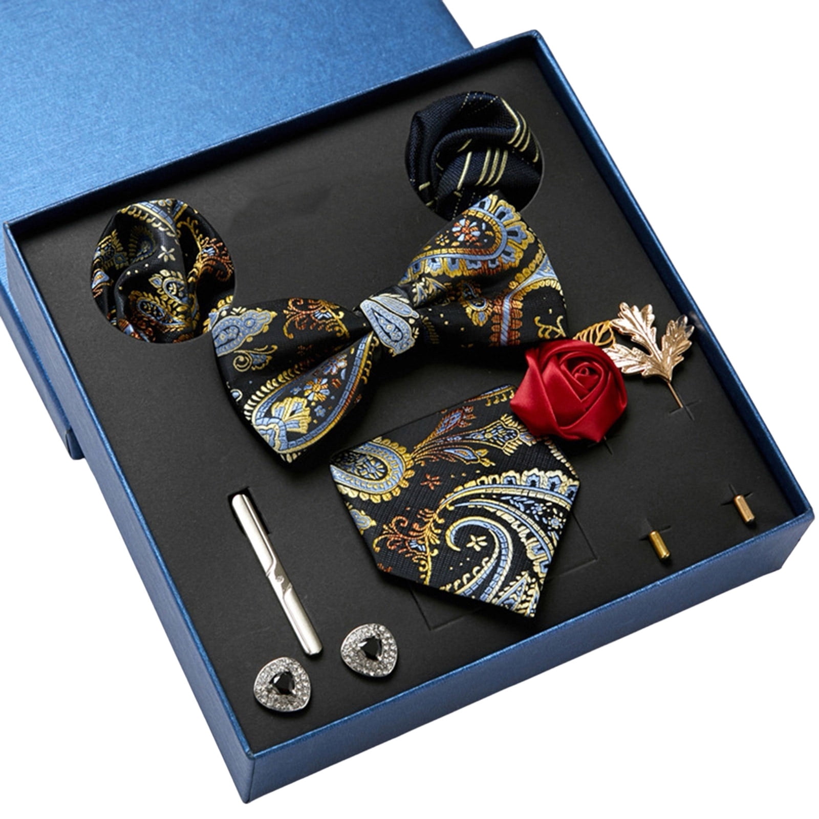 COOLHOOD Pack of 9 Men's Floral Tie Set with Pocket Square Tie Clip ...