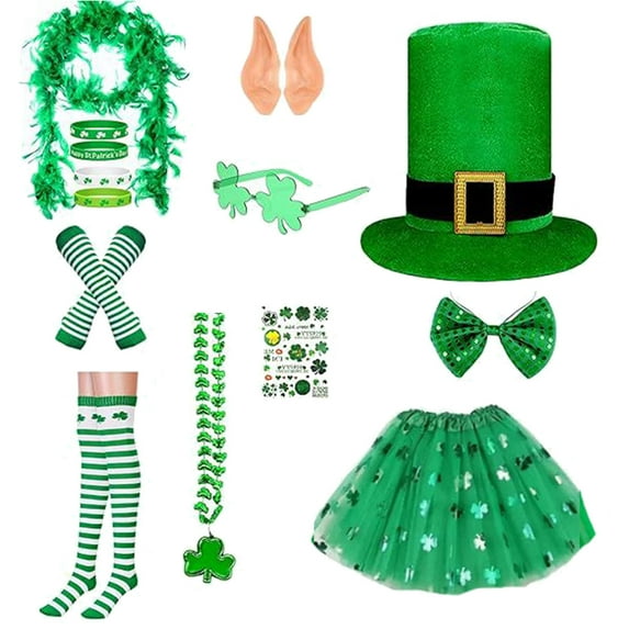 COOLHOOD Panama Hat Leprechaun Headwear Skirt for Women Men Photo Props ...