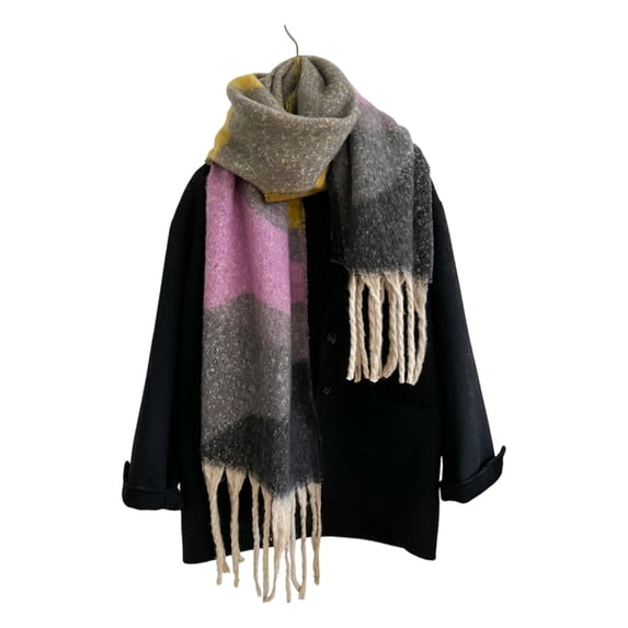 COOLHOOD Patchwork Fringe Scarf Shawl For Women Soft Warm Winter ...