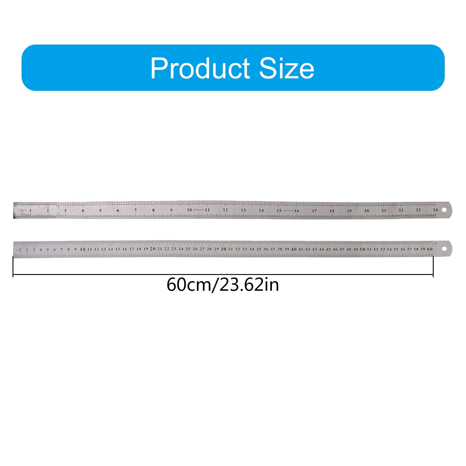 COOLHOOD Practical 24 Inch/60CM Metal Ruler with Inch and for Cm ...