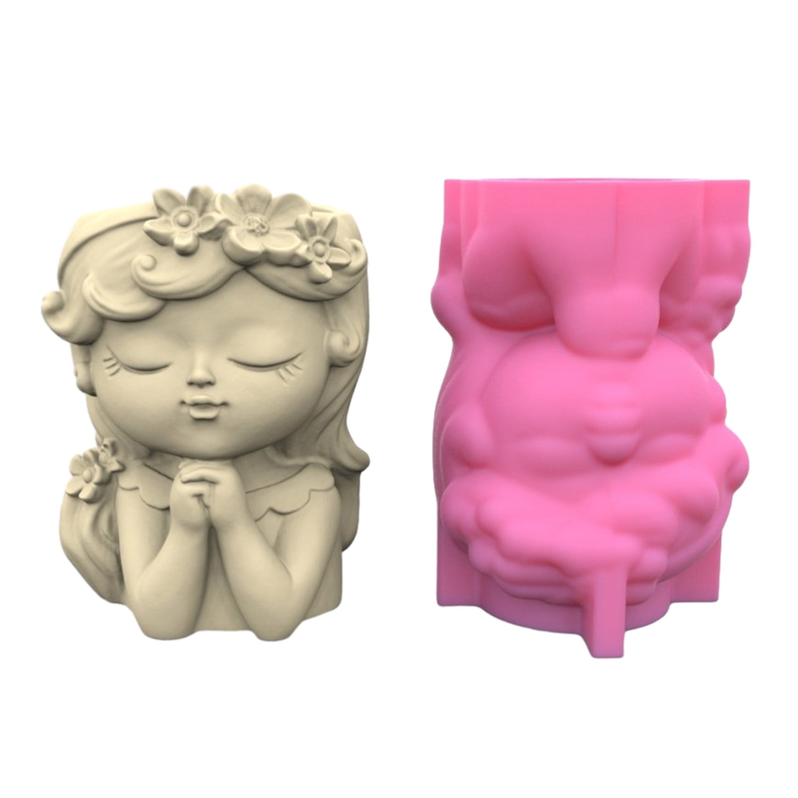 COOLHOOD Prayer Girl Flower Silicone Mold Concrete Candlestick Resin ...