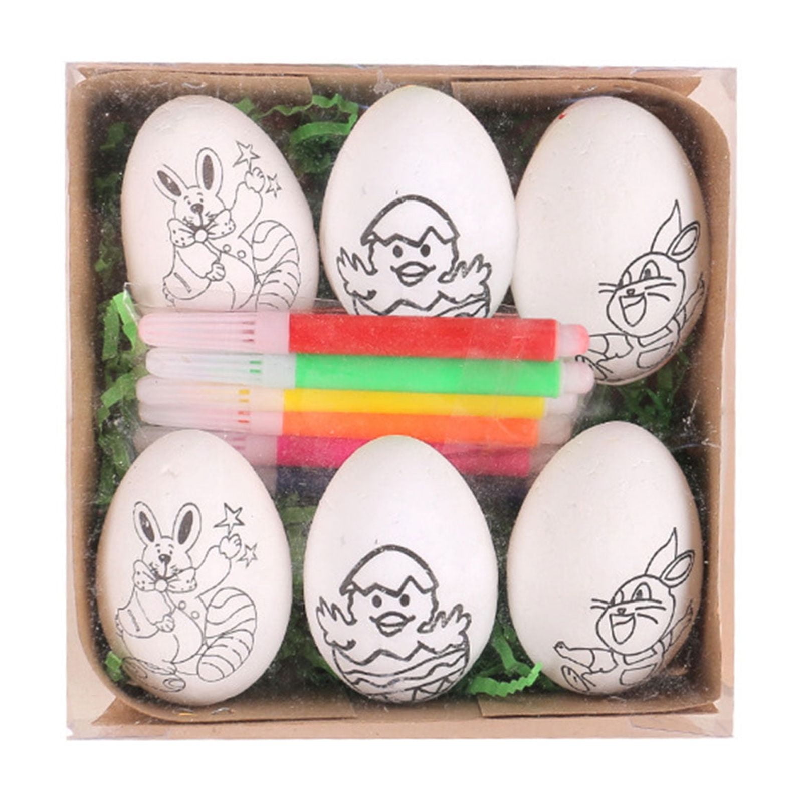 COOLHOOD Set/6pc Colorful Hand Painted Eggs Drawing Eggs Kits 6Dying ...