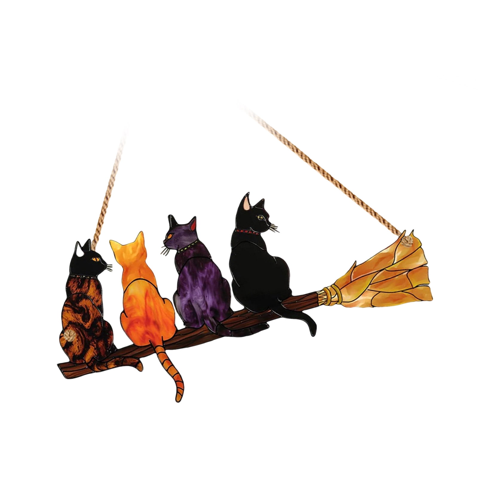 COOLHOOD Shatterproof Acrylic Cats and Broom Suncatchers Window Hanging ...