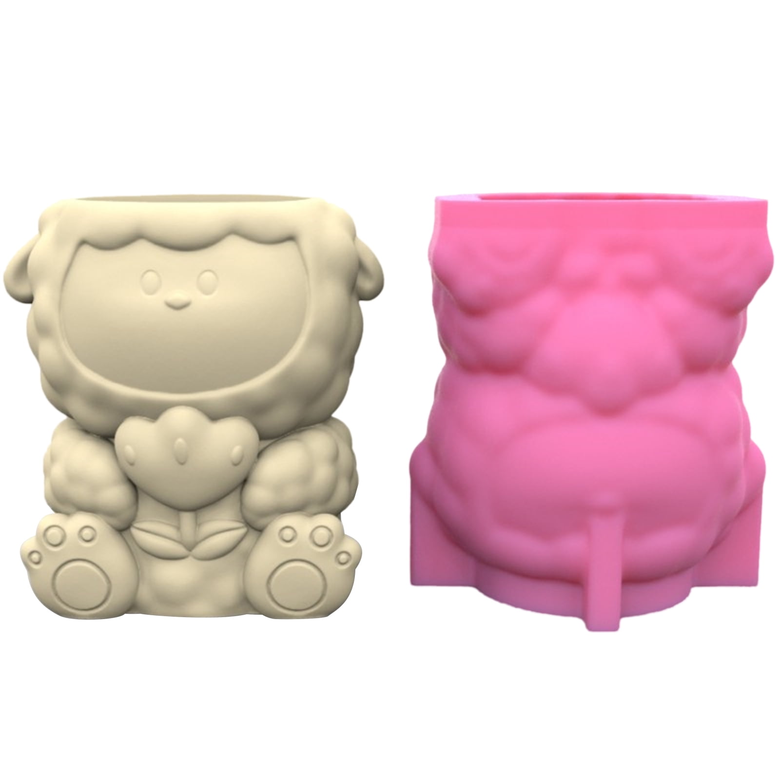 COOLHOOD Sheep Flower Silicone Molds Lamb Flowerpot Epoxy Resin Casting ...