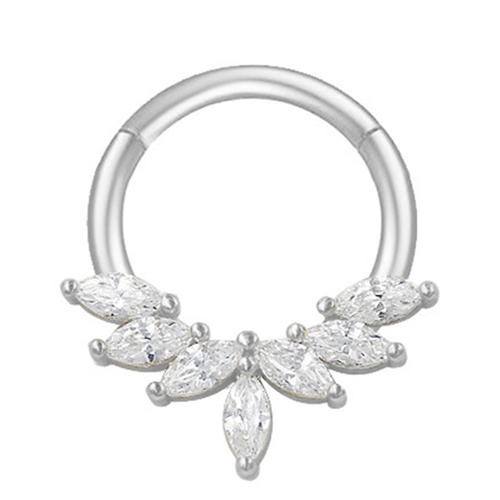 COOLHOOD Simple Crystal Nose Rings Silver Color Septum Clickers ...