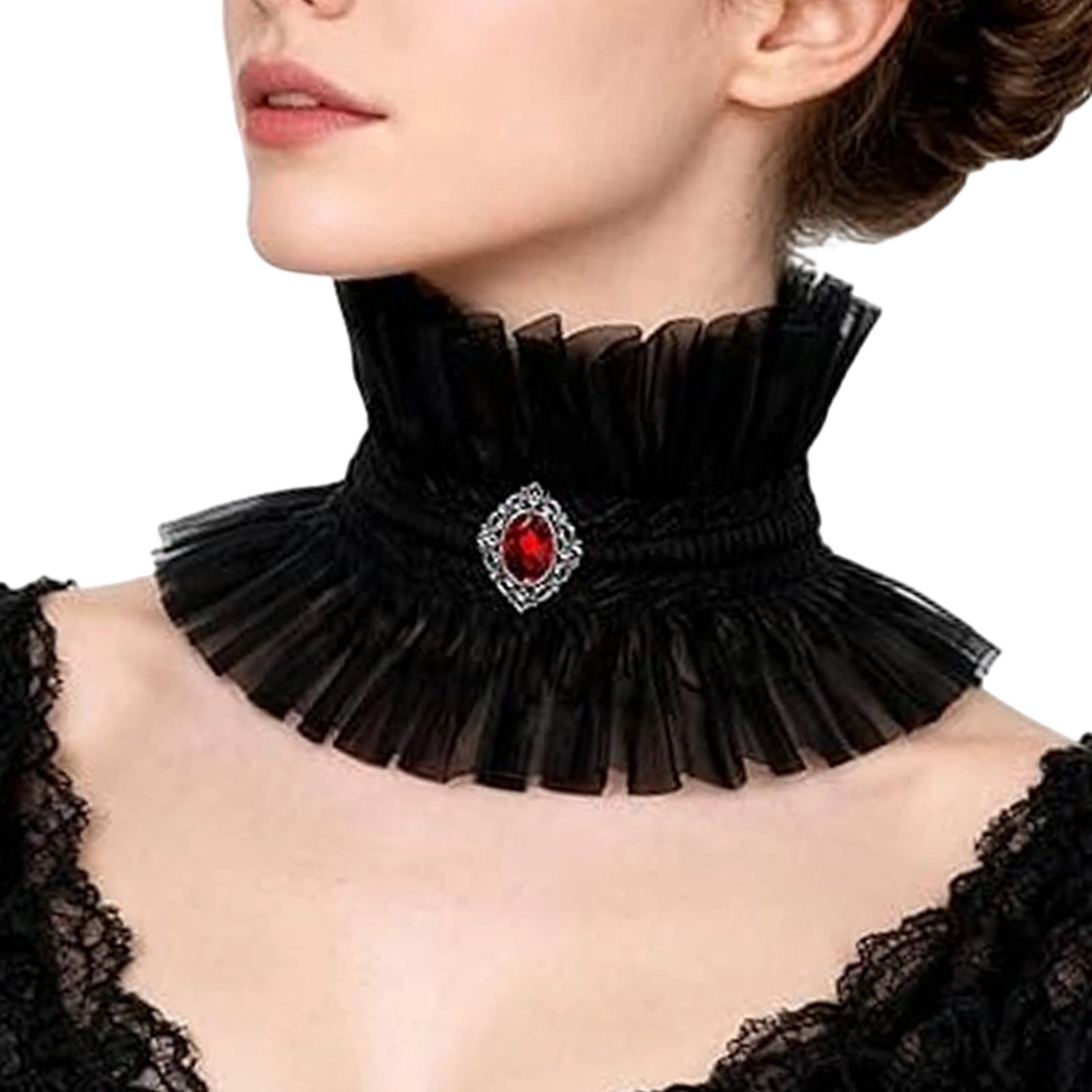 COOLHOOD Victorian Lace Stand Ruffle Collar Detachable Collars Costume ...