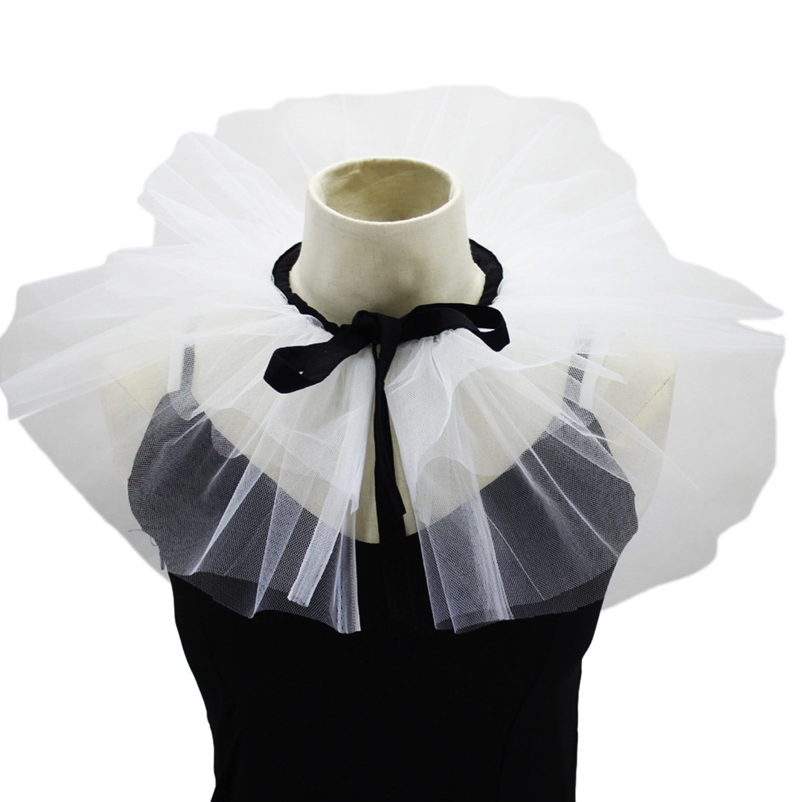 COOLHOOD Victorian Vintage Mesh Neck Ruffle Collar Layered Clown Neck ...