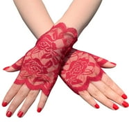 Women's Lace Fingerless Wrist Ruffle Gloves, One Size, Black - Walmart.com