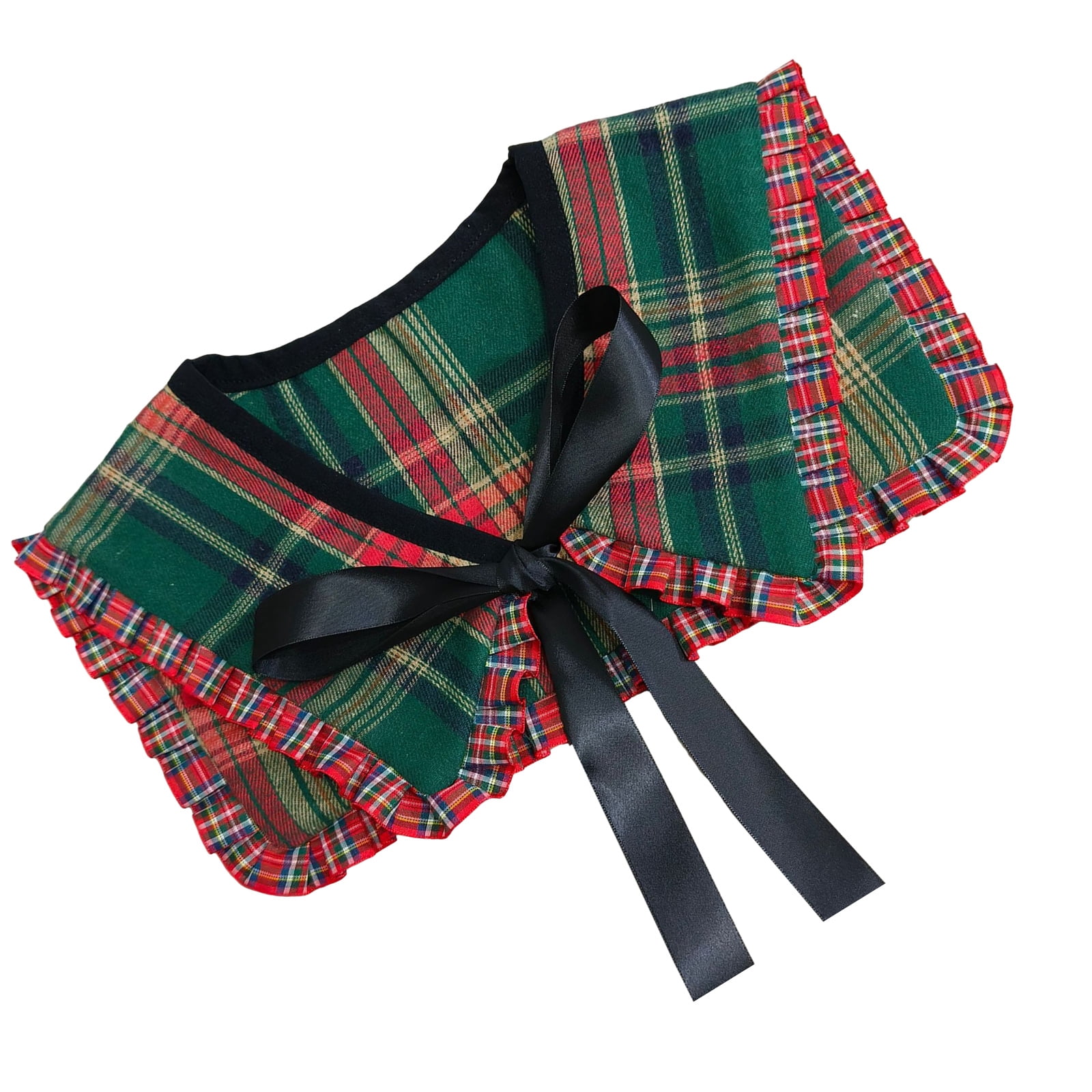 COOLHOOD Women Vintage Checkered Plaids False Collar Sweet Ruffled Trim ...