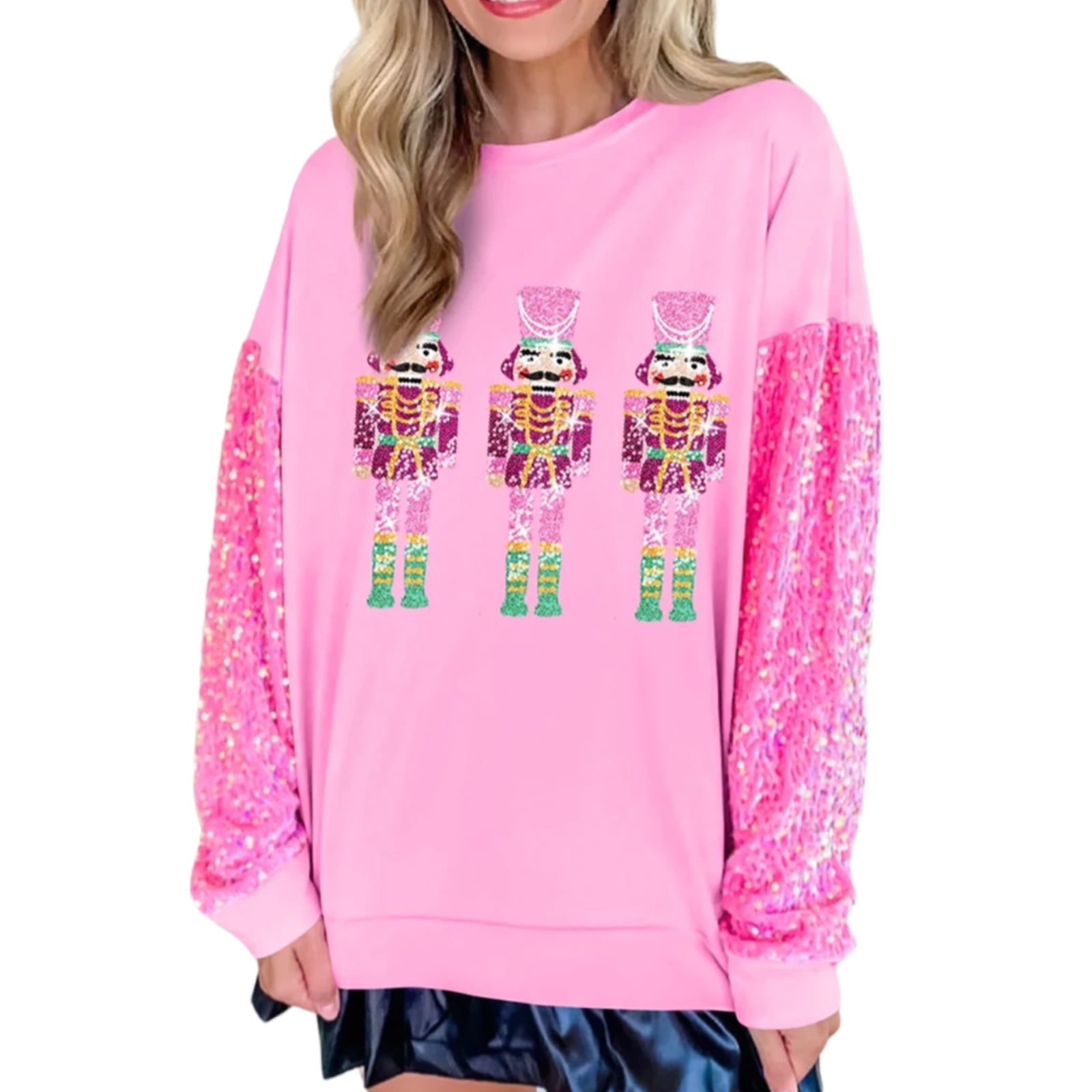 COOLHOOD Womens Christmas Nutcrackers Santa Graphics Sweatshirt ...