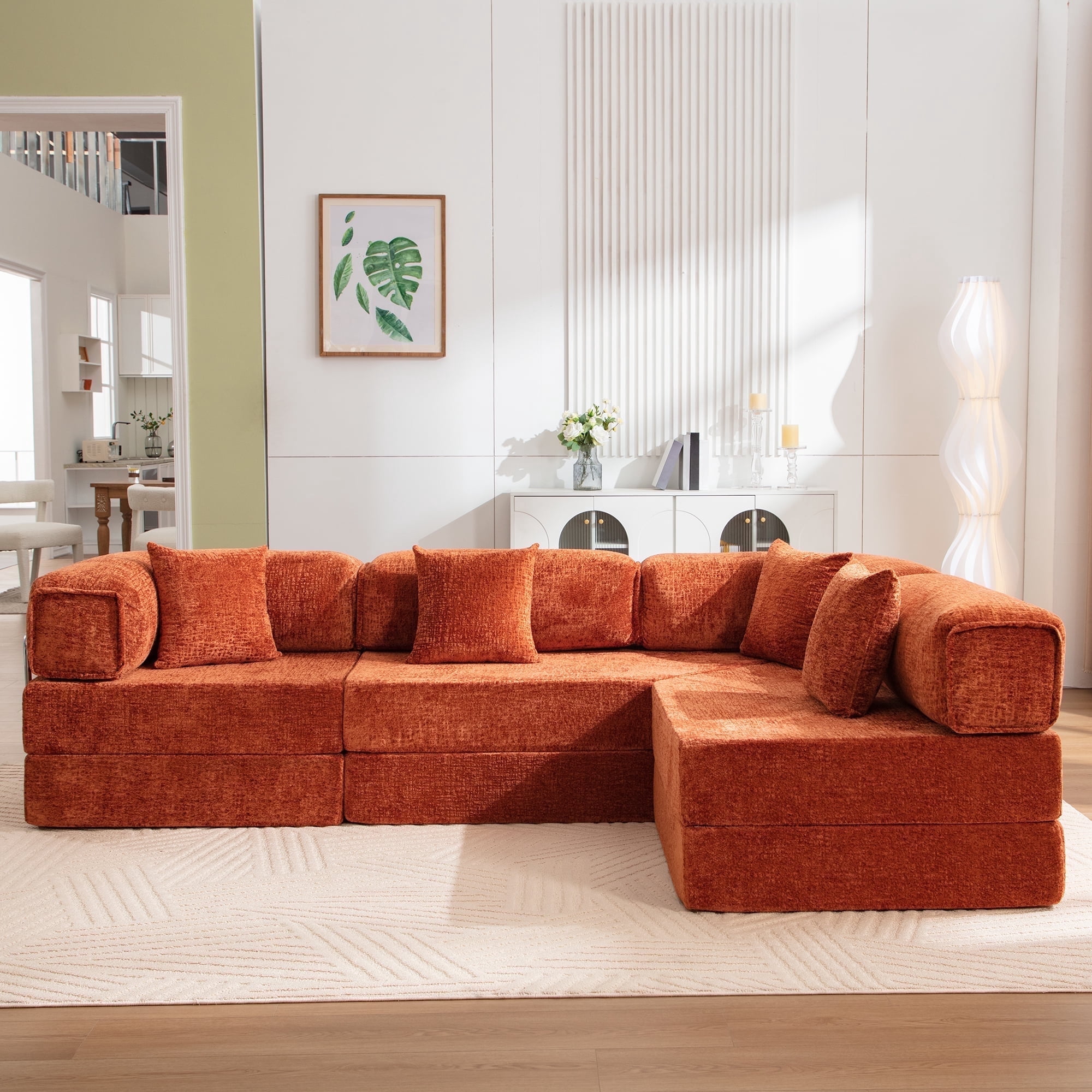 COOLHUT 106.3" W Combination Floor Sofa, High Rebound Density Sponge ...
