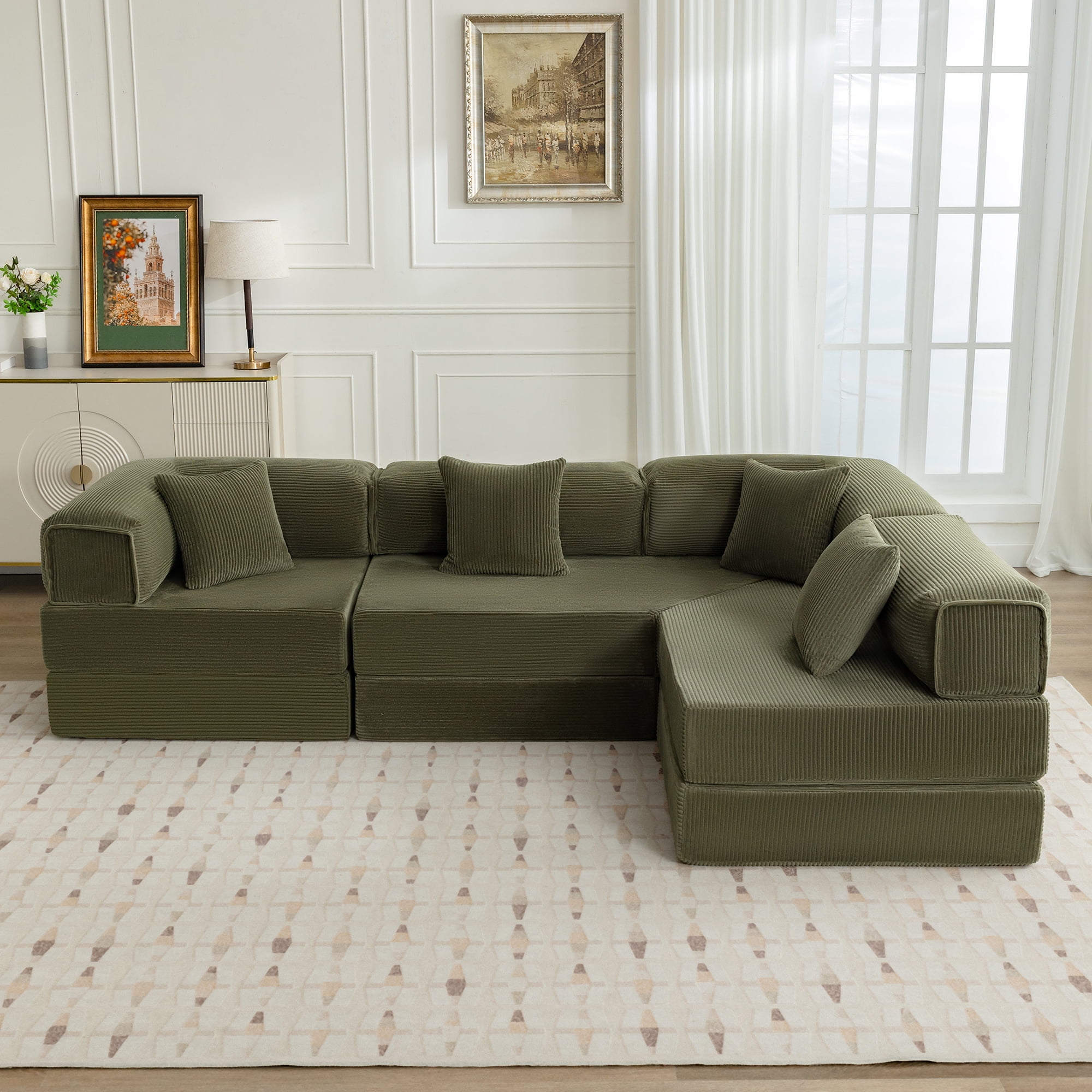 COOLHUT 106.3" W Combination Sofa, High Rebound Density Sponge Sofa ...