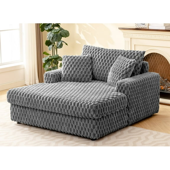 56'' Oversized Chaise Lounge Chair, Comfy Chenille Accent Chair Sofa ...