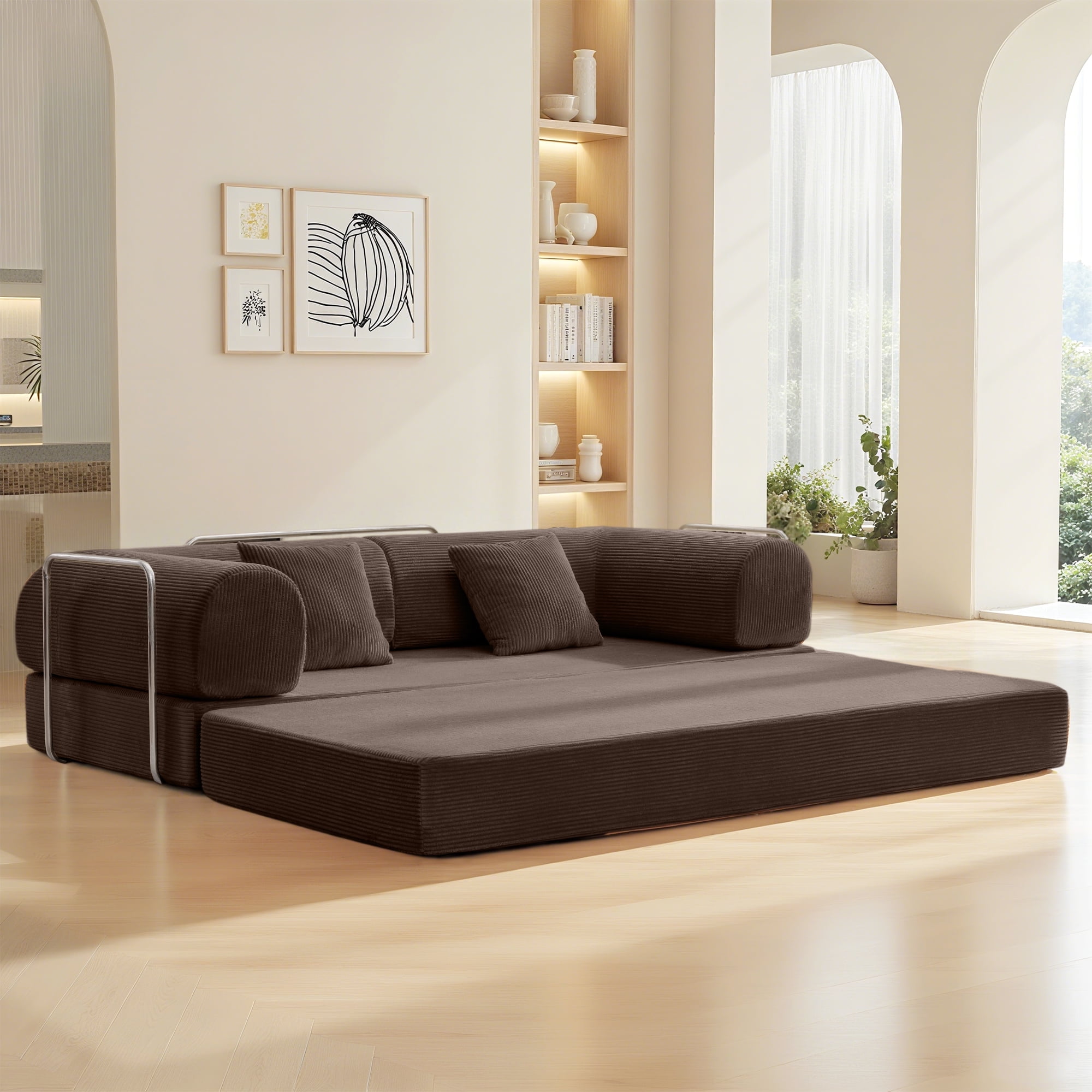 COOLHUT 63" W Combination Sofa, High Rebound Density Sponge Sofa Couch ...