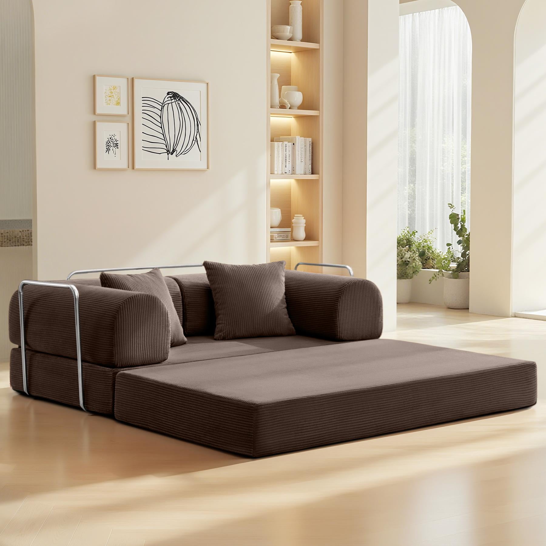 COOLHUT 63" W Combination Sofa, High Rebound Density Sponge Sofa Couch ...