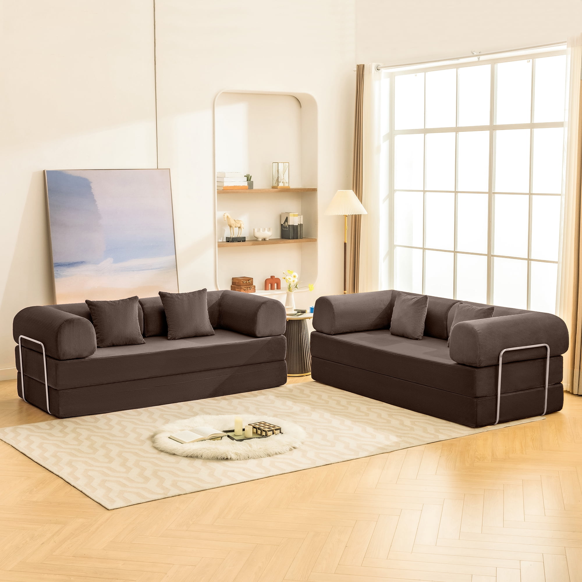 COOLHUT 78.7" W Combination Sofa Set of 2, High Rebound Density Sponge ...