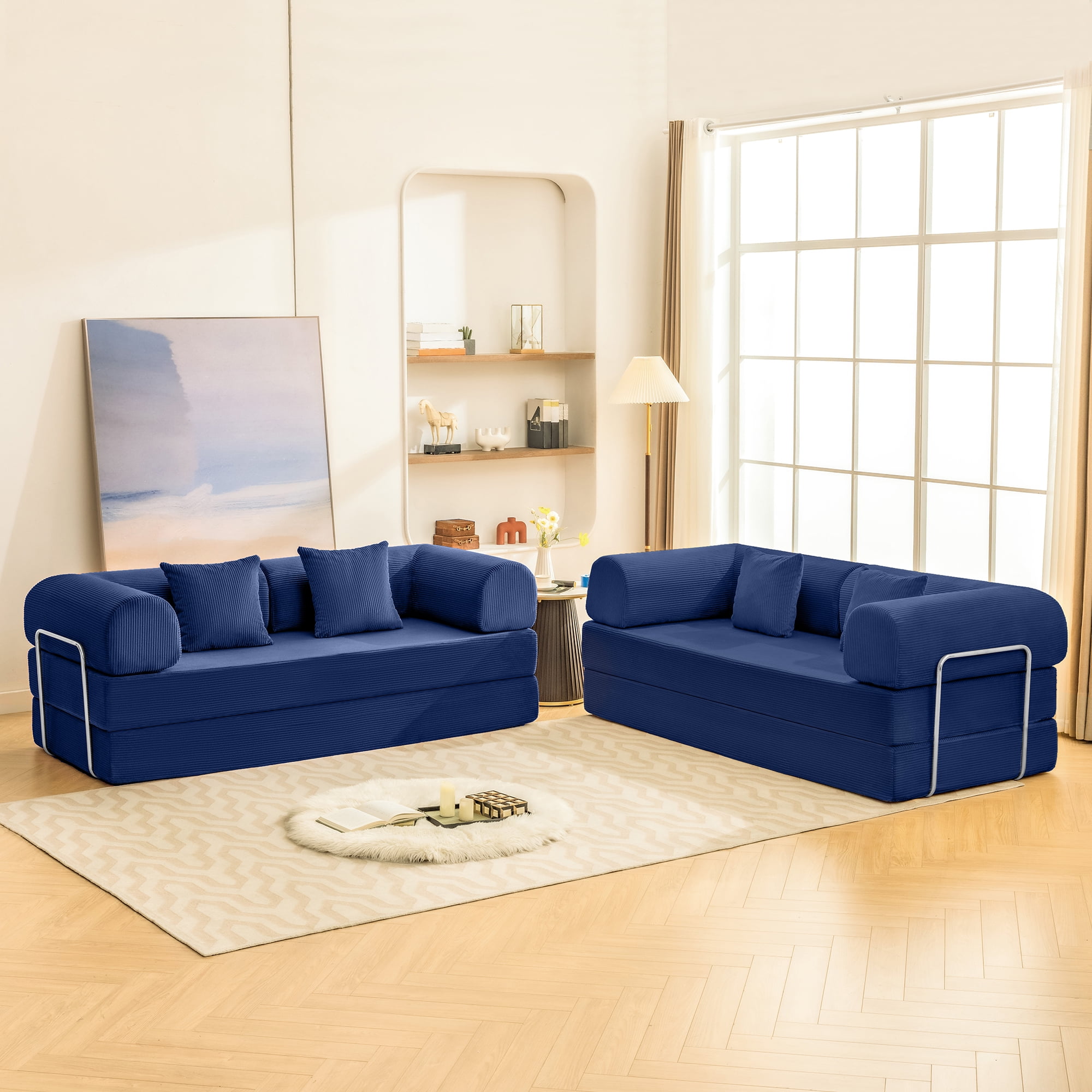 COOLHUT 78.7" W Combination Sofa Set of 2, High Rebound Density Sponge ...