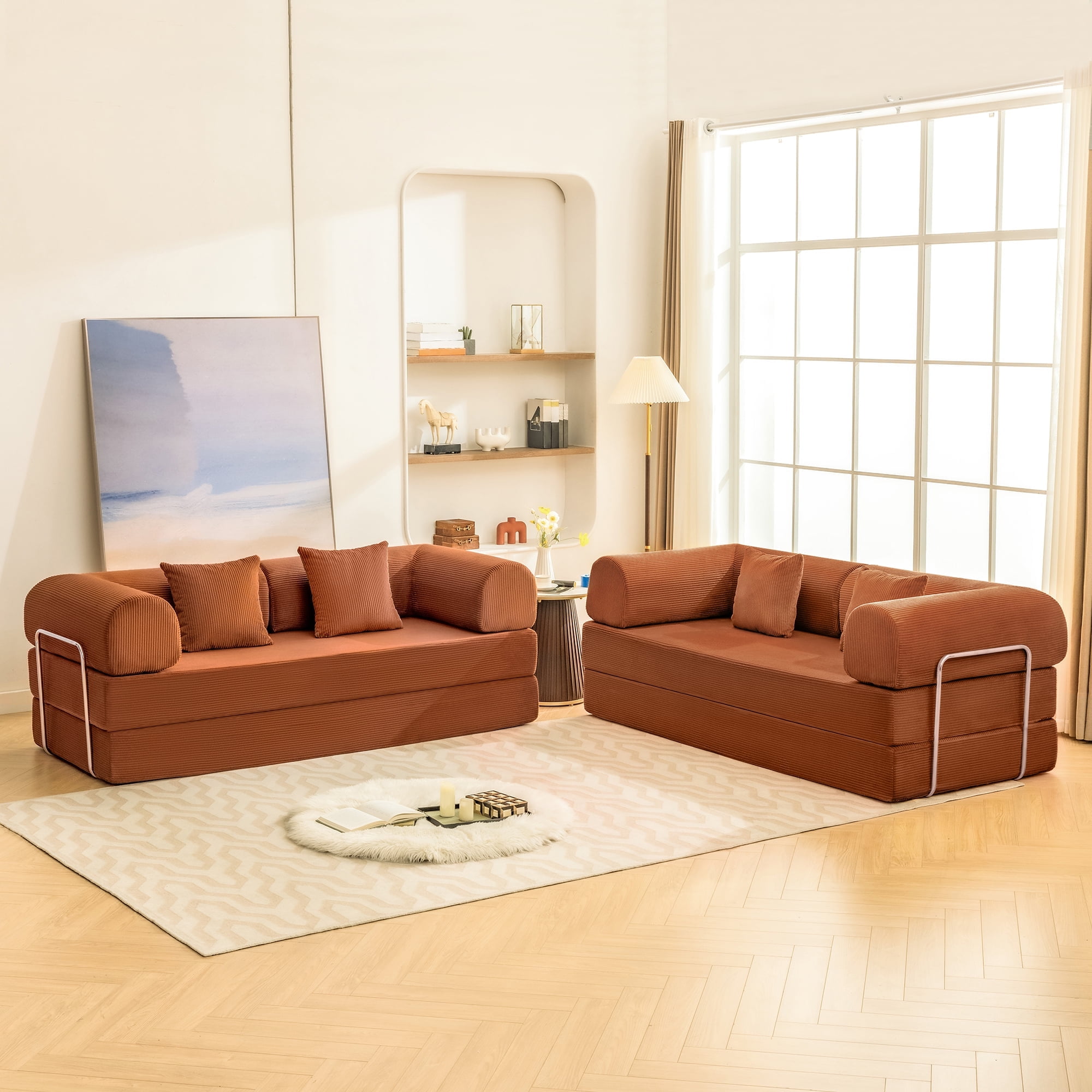 COOLHUT 78.7" W Combination Sofa Set of 2, High Rebound Density Sponge ...