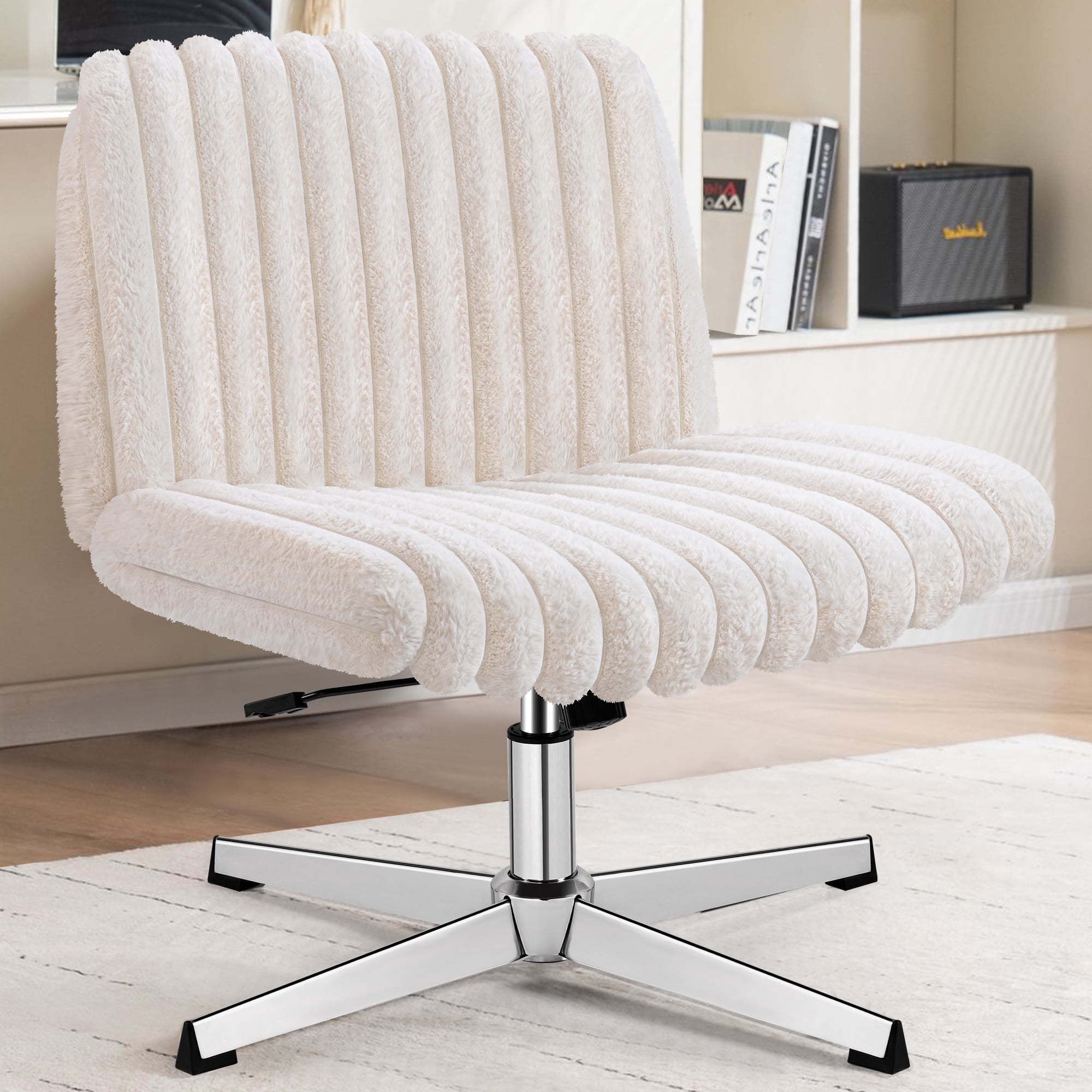 COOLHUT Armless Criss Cross Legged Chair without Wheels, Swivel Home ...