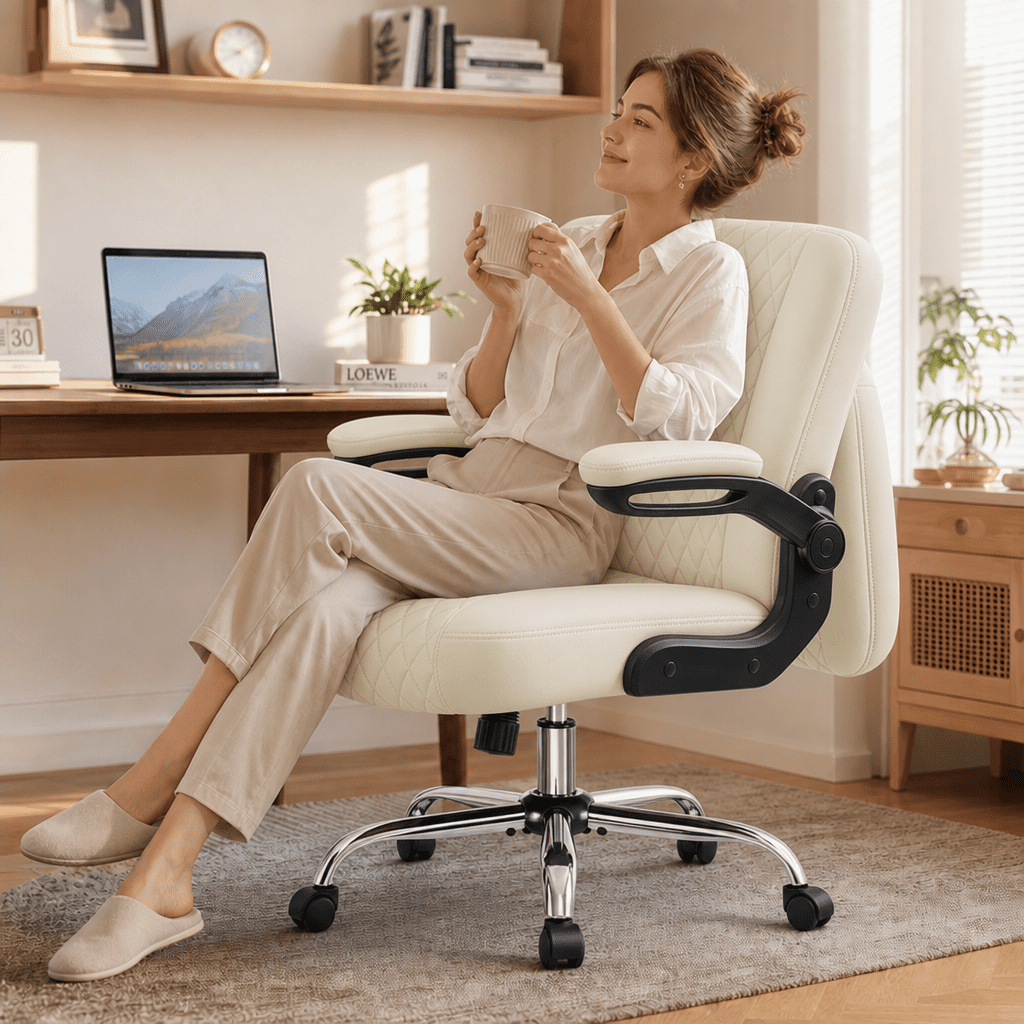 COOLHUT Criss Cross Chair with Flip-Up Arms and Wheels, Moveable Back ...