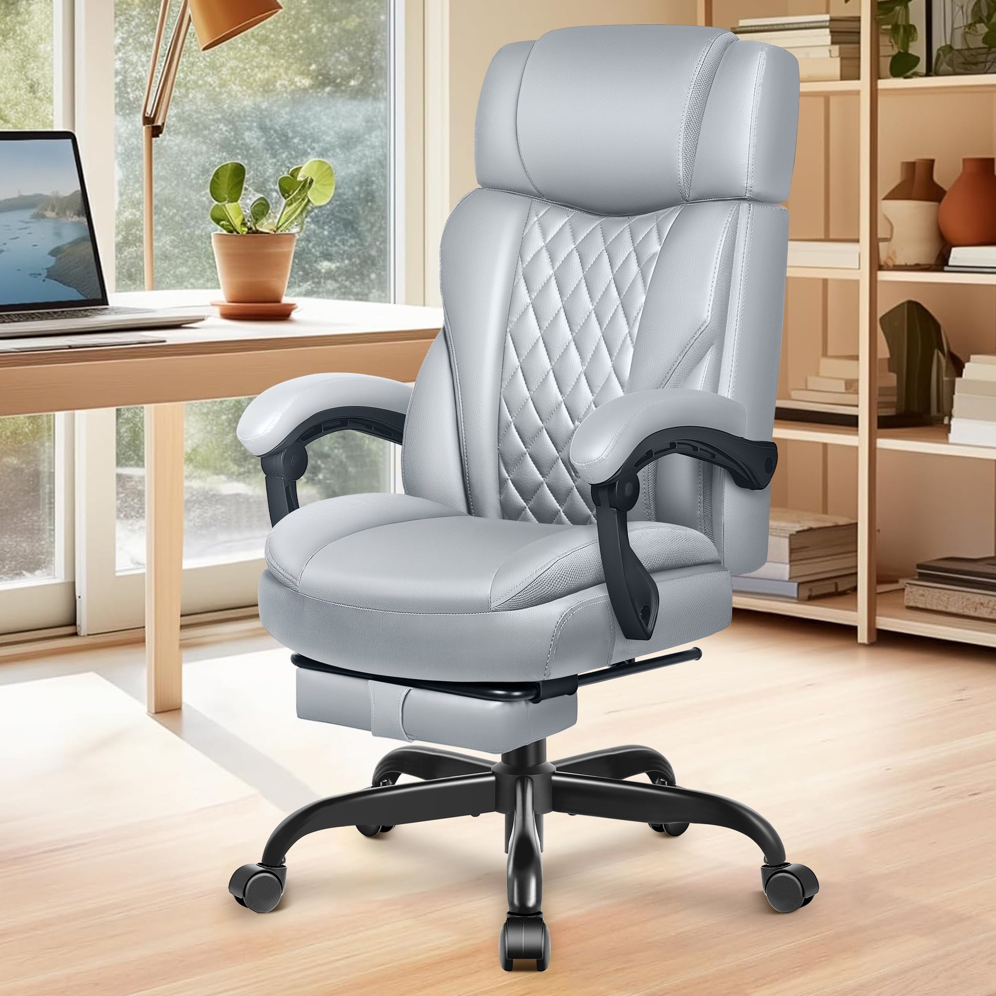 COOLHUT Executive Leather Office Chair, Big and Tall Office Chair with ...