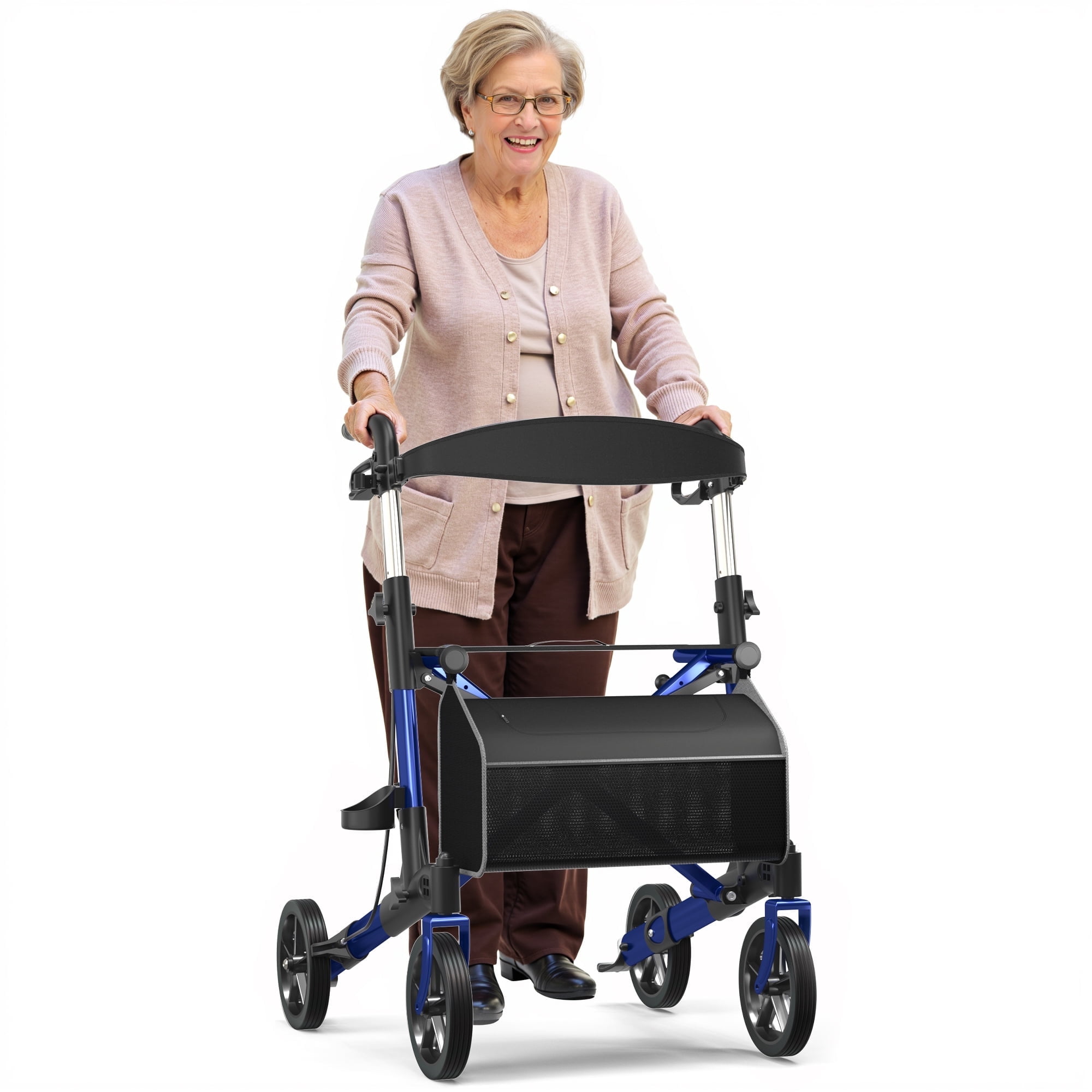 COOLHUT Lightweight Foldable Rollator Walker for Seniors, 8" Rubber ...