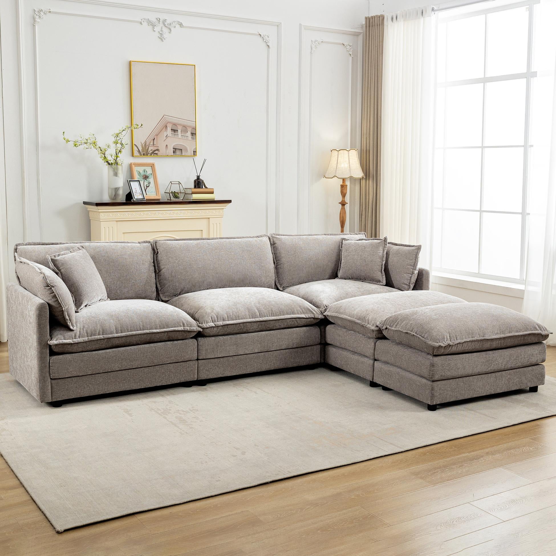 COOLHUT Modular Sofa Couches, Oversized 4 Seat Sofa for Living Room, U ...