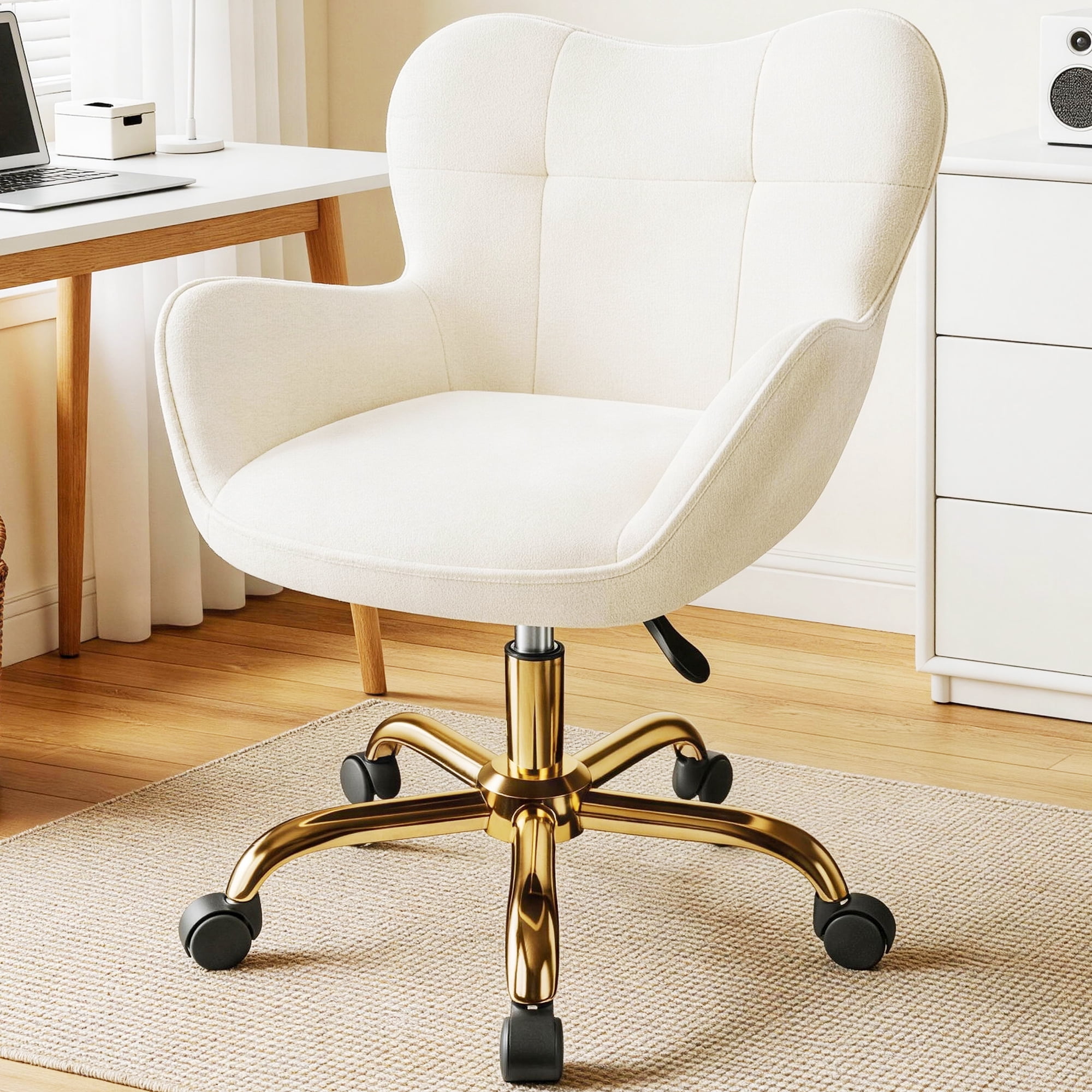 COOHUT Velvet Vanity Chair, Mackup Chair with Wheels, Comfy Swivel ...
