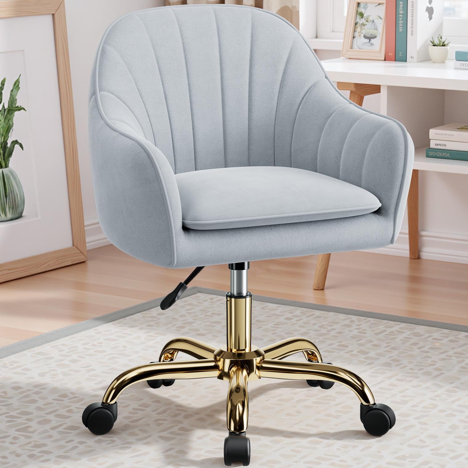 COOLHUT Office Desk Chair with Padded, Velvet Vanity Chair with Back ...