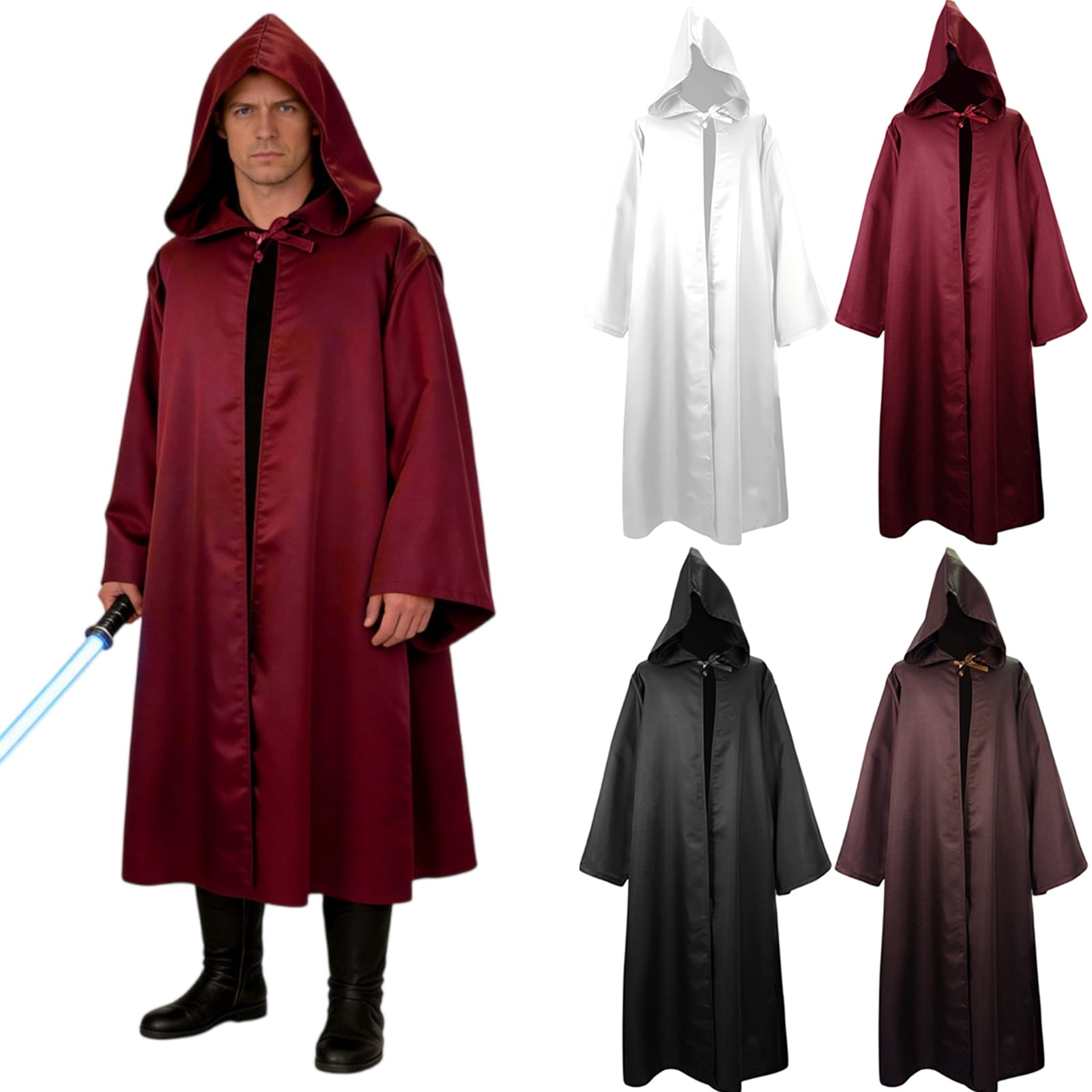 COOLIK Tunic Hooded Robe Adult Wizard Robes Monk Priest Cloak Halloween ...