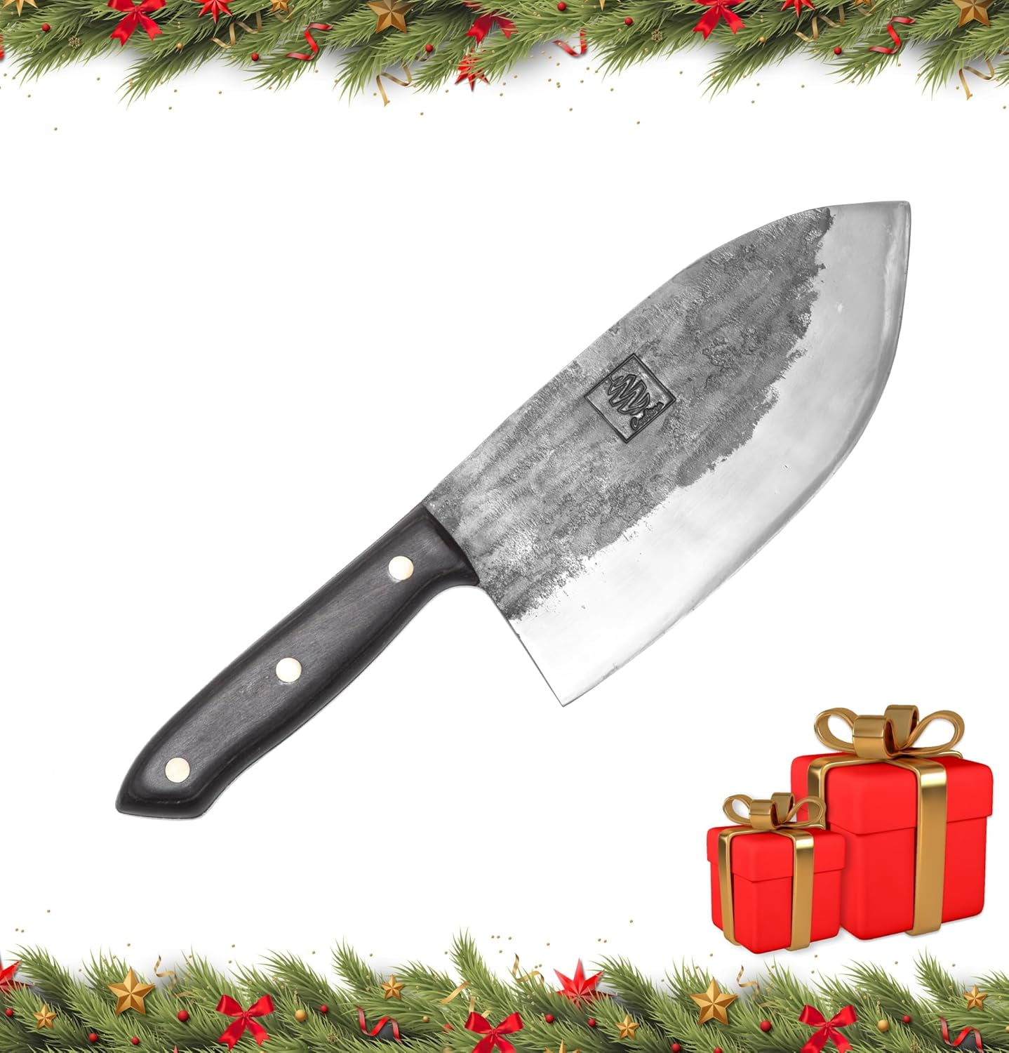 COOLINA Galba Butcher Knife, Full Tang Wide Blade, All-around Kitchen ...