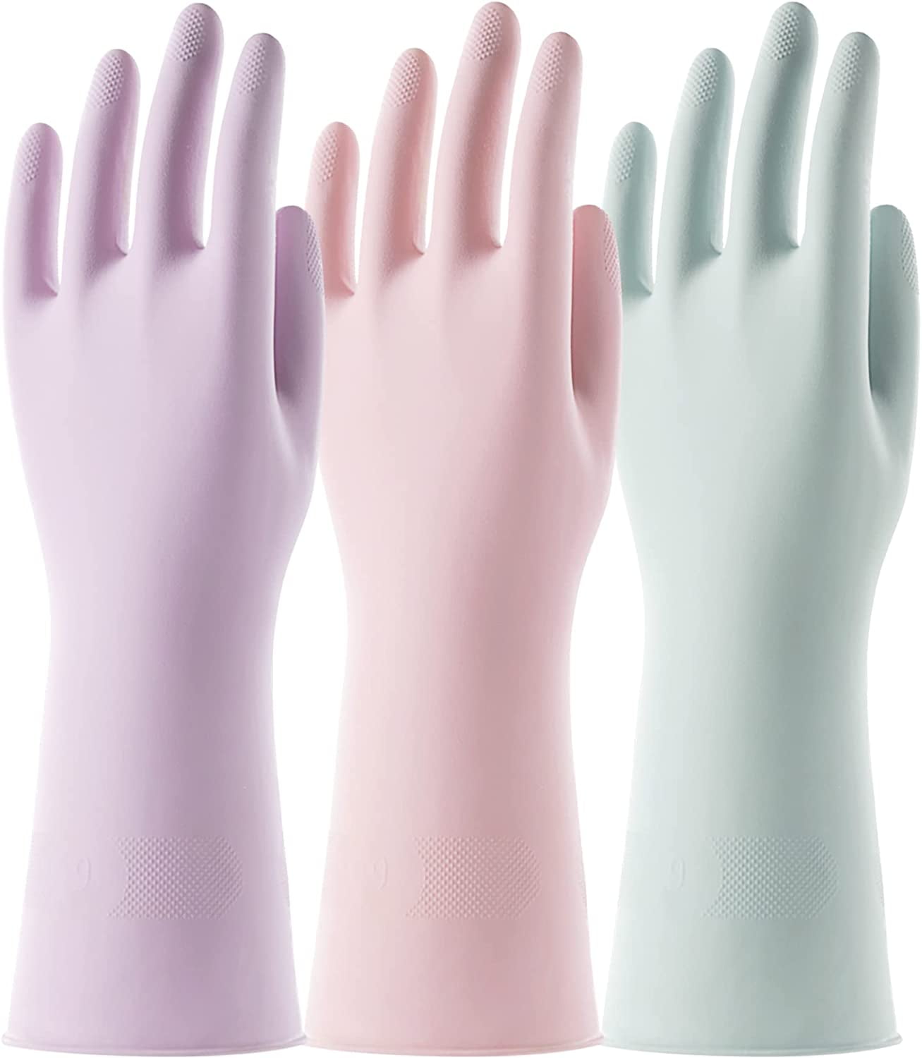 COOLJOB 3 Pairs Colorful Household Gloves with Cotton Liner & Non-slip ...