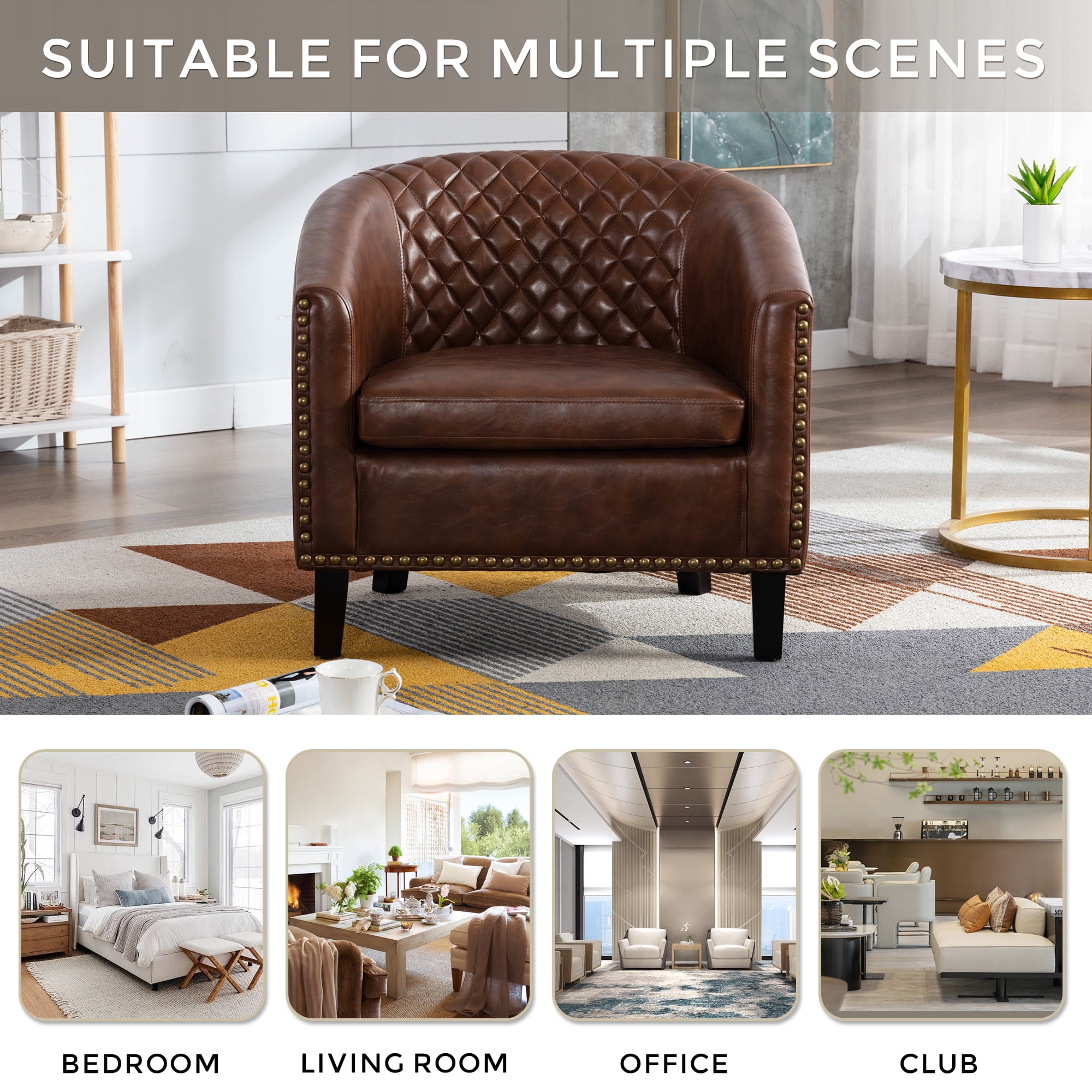 COOLMORE Barrel Chairs with Soft Padded Armrest, Club Chairs with ...