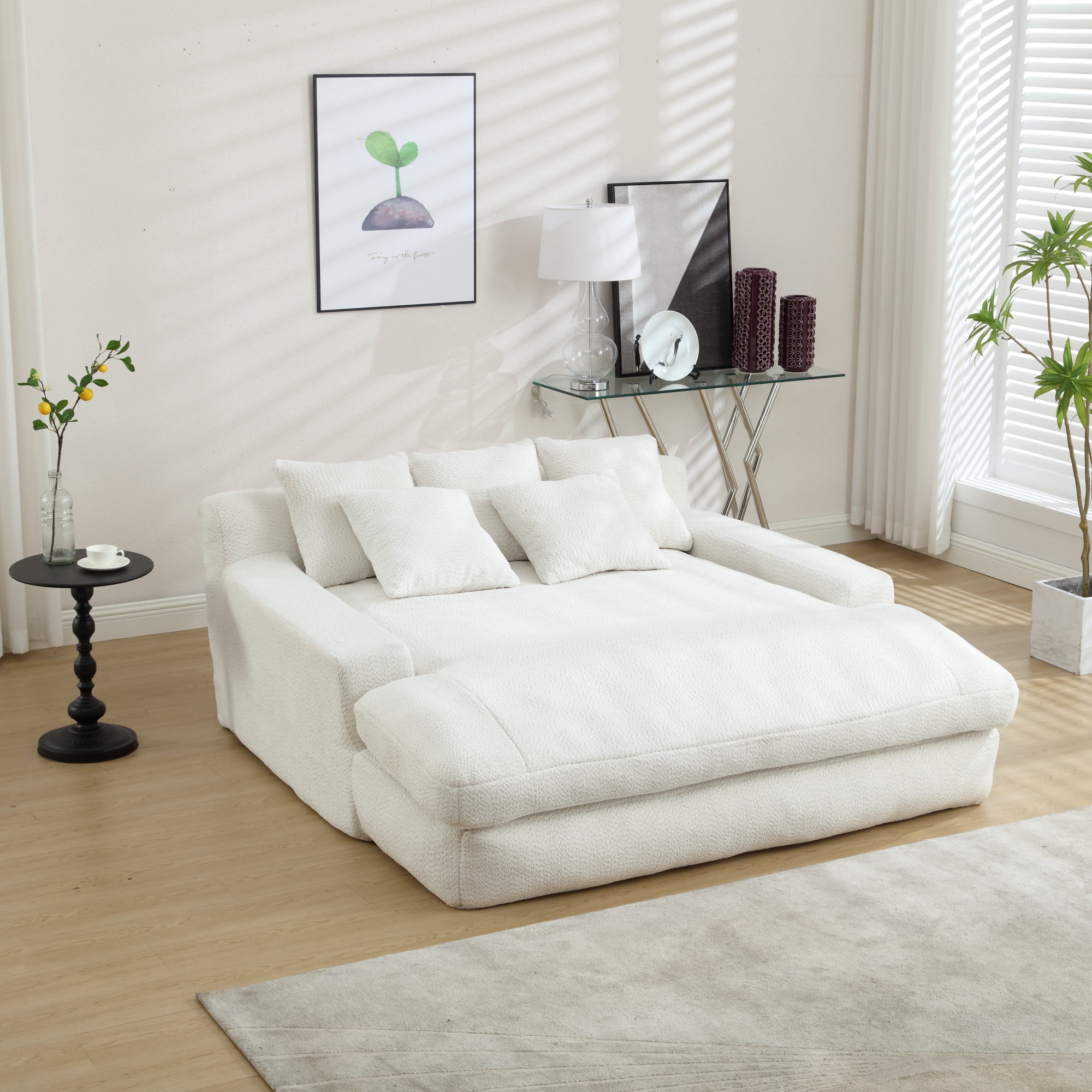 COOLMORE Chenille 2-seater lazy sofa With 5 back pillows,Comfy Sofa ...