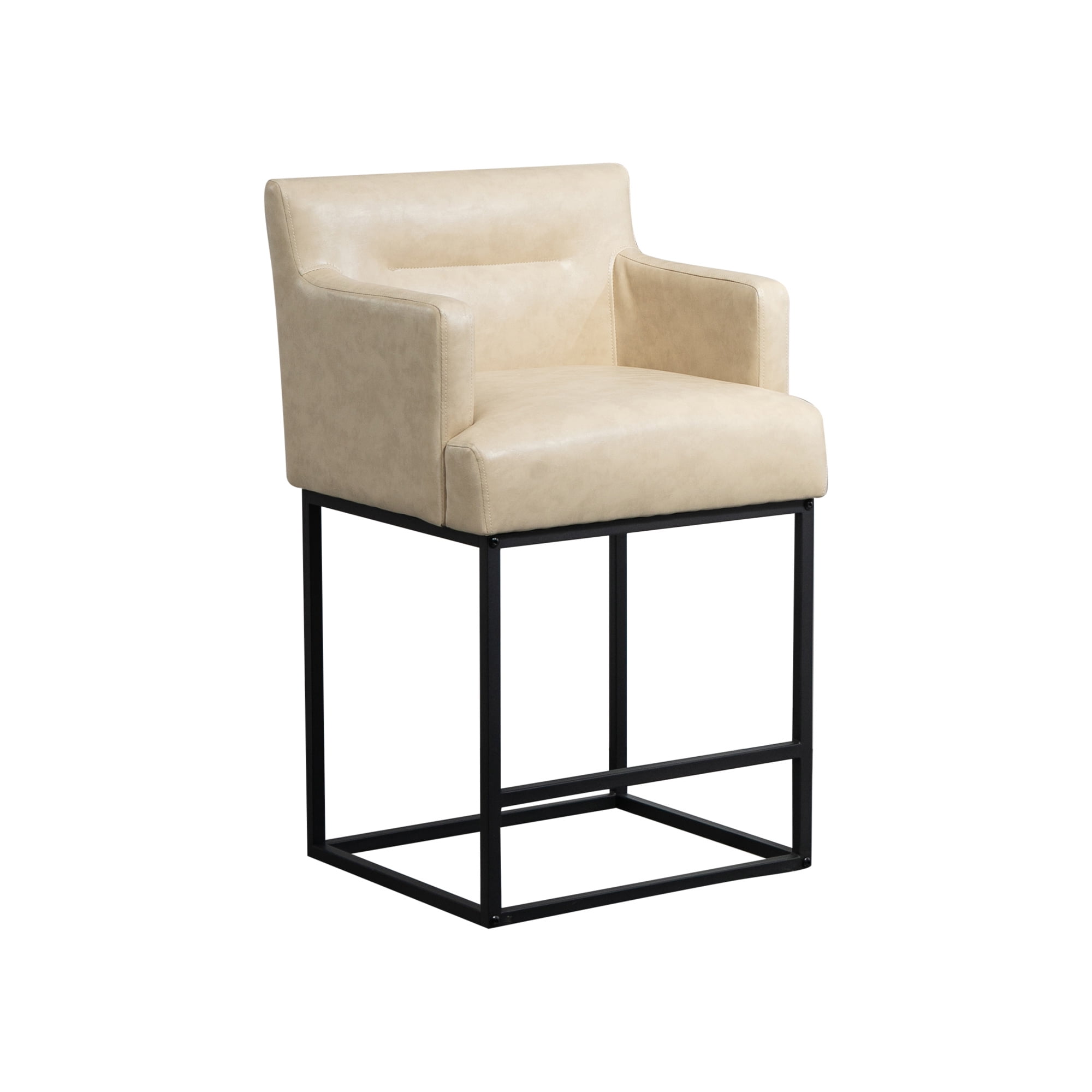COOLMORE Counter Height Bar Stools Set of 2, Modern Barrel Bar Stool ...